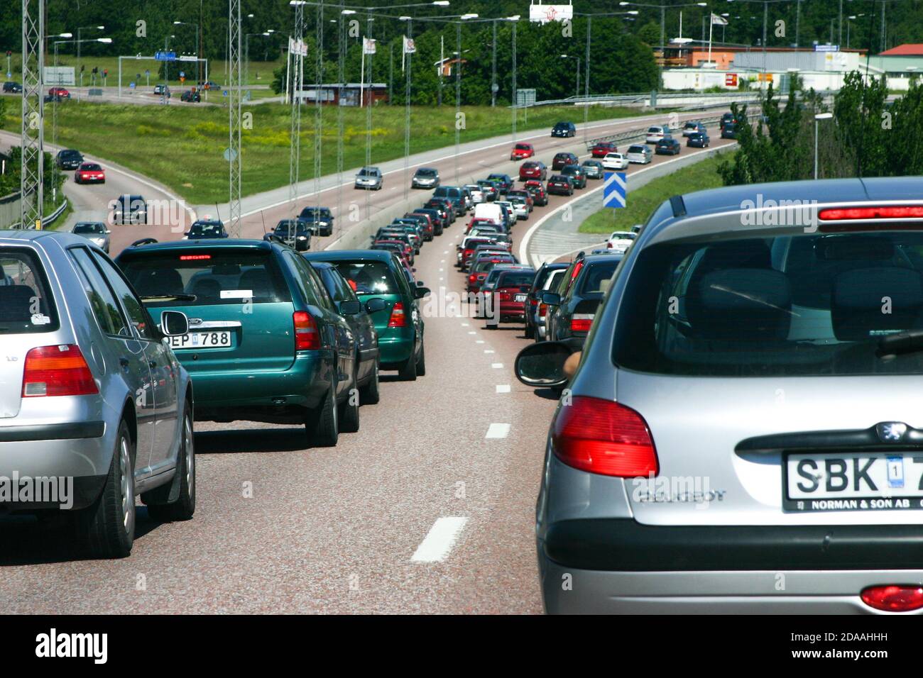 TRAFFIC JAMS on the highway after an accident Stock Photo - Alamy