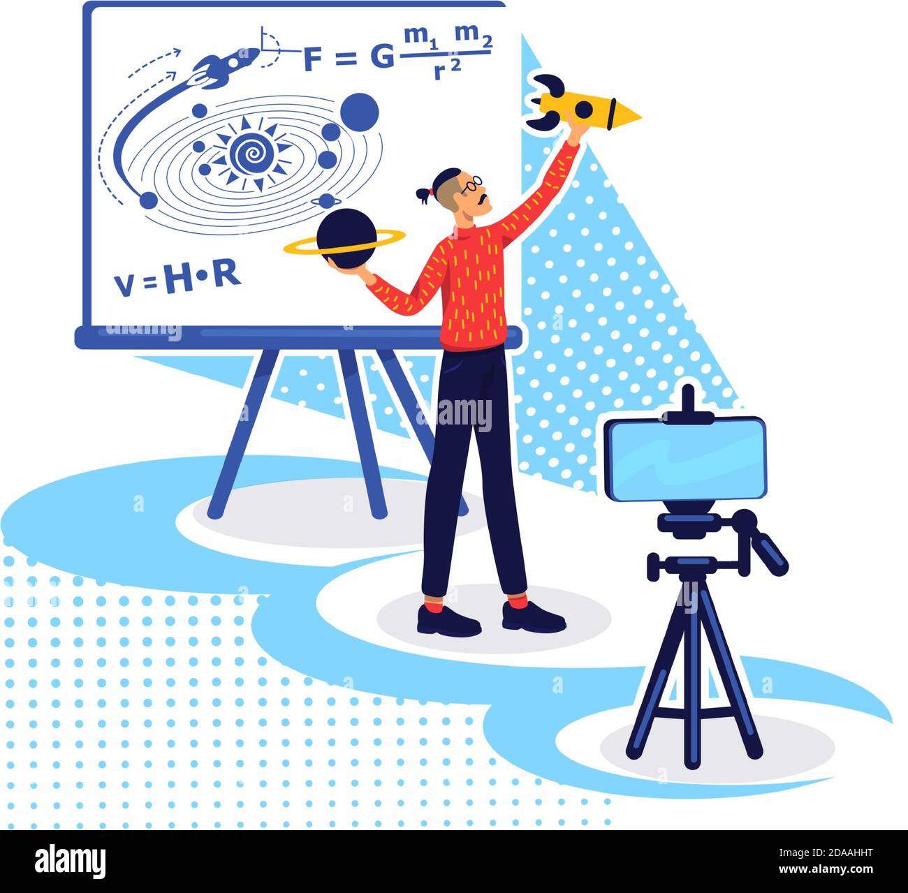 Remote physics class flat concept vector illustration Stock Vector ...