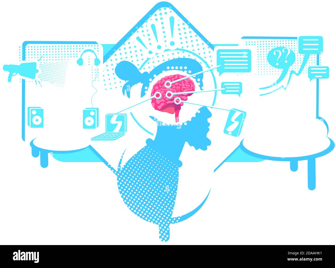 Distraction to external stimuli flat concept vector illustration Stock ...