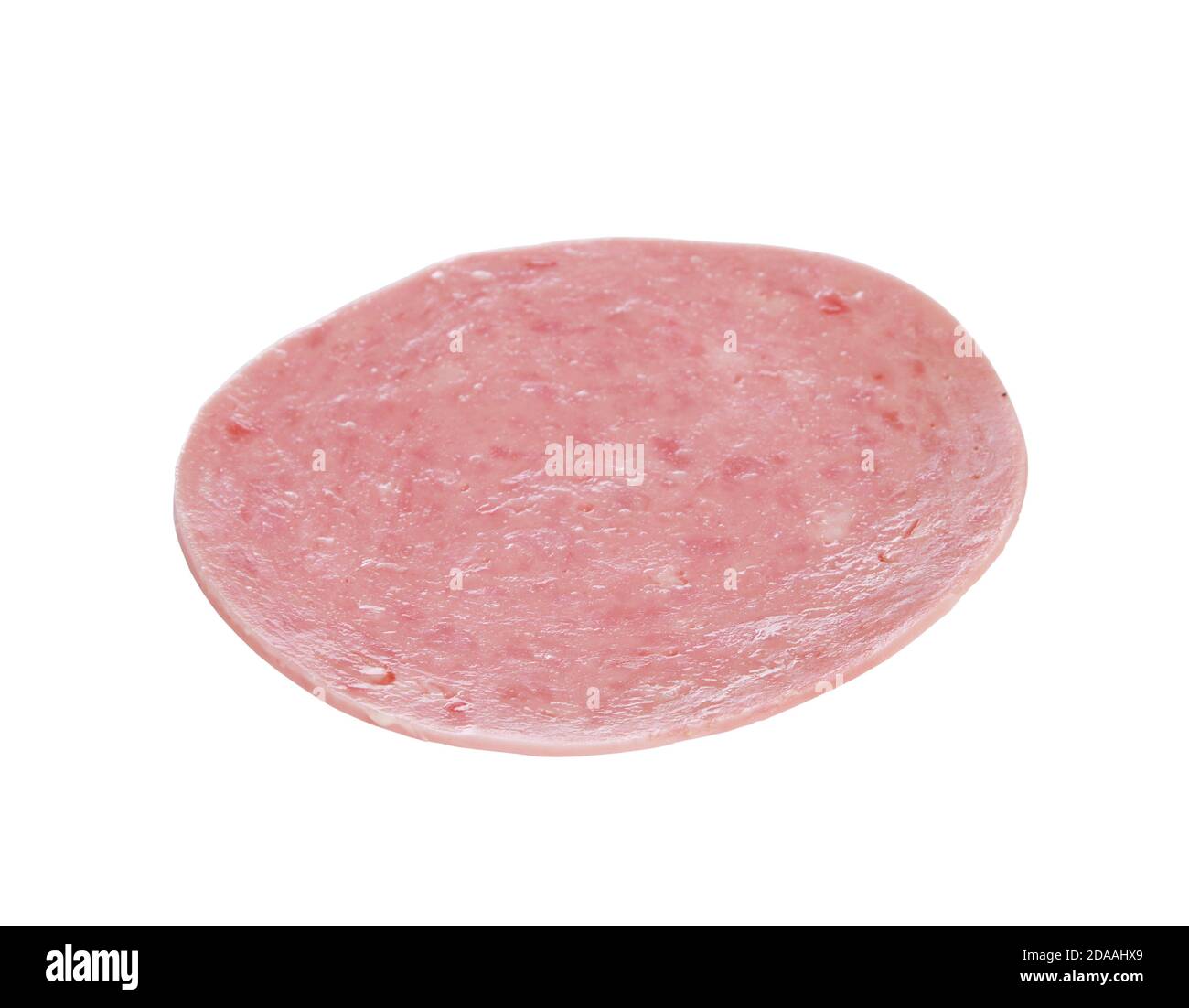 Closeup high angle shot of a salami slice on a white surface Stock ...