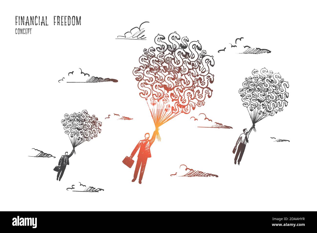 Financial freedom concept. Hand drawn isolated vector Stock Vector ...