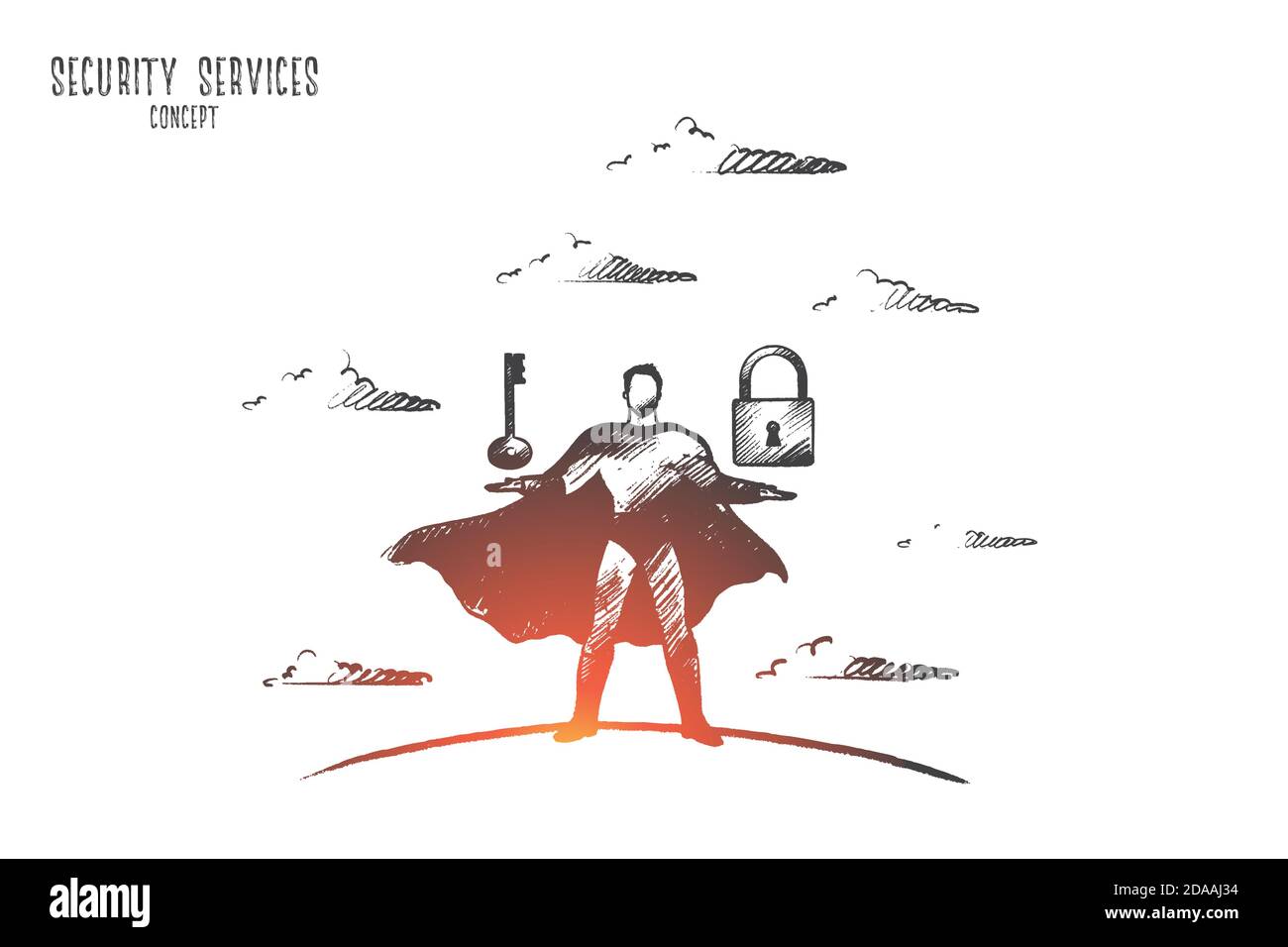 Security services concept. Hand drawn isolated vector Stock Vector ...