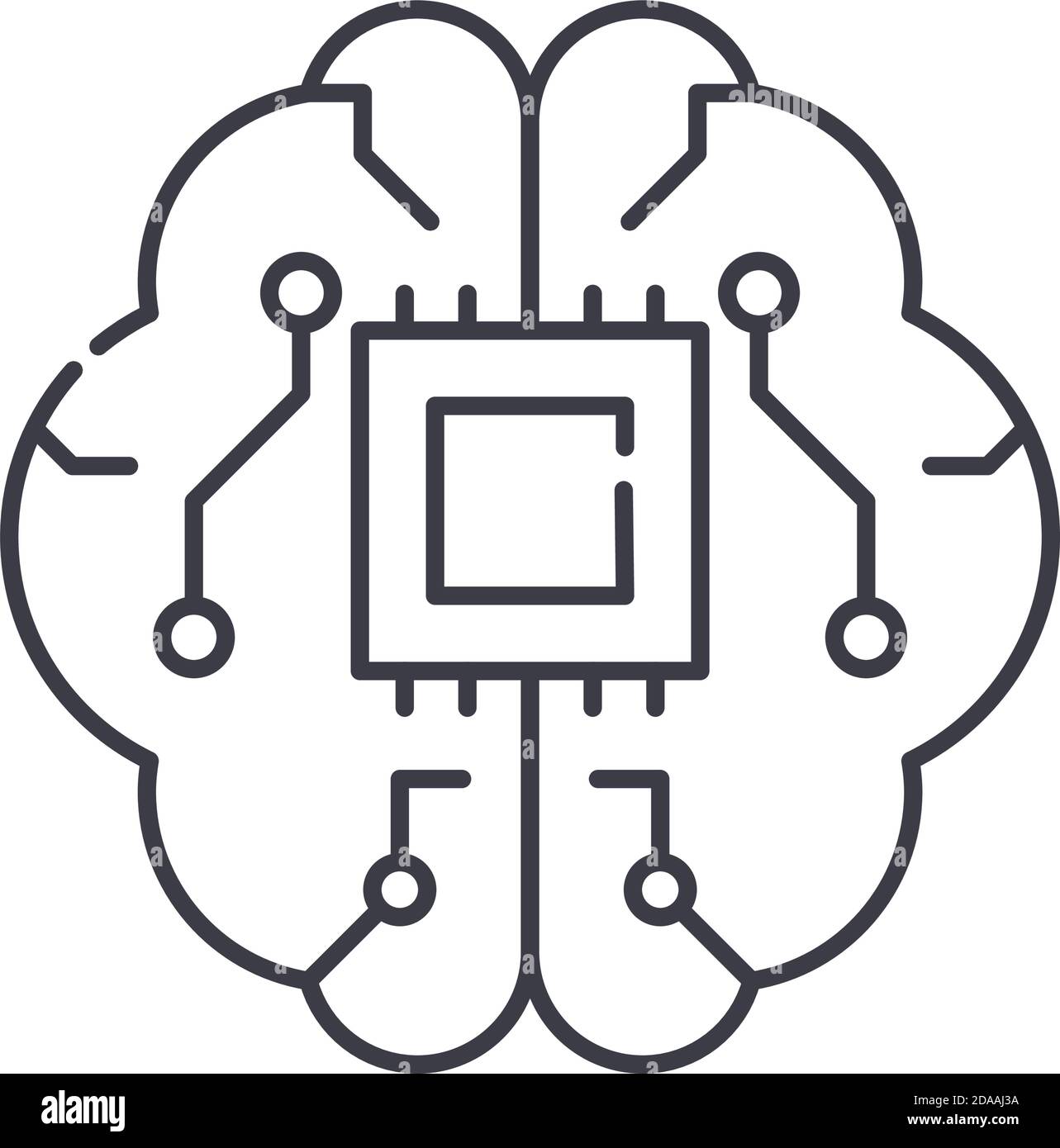 Artificial intelligence brain icon, linear isolated illustration, thin ...