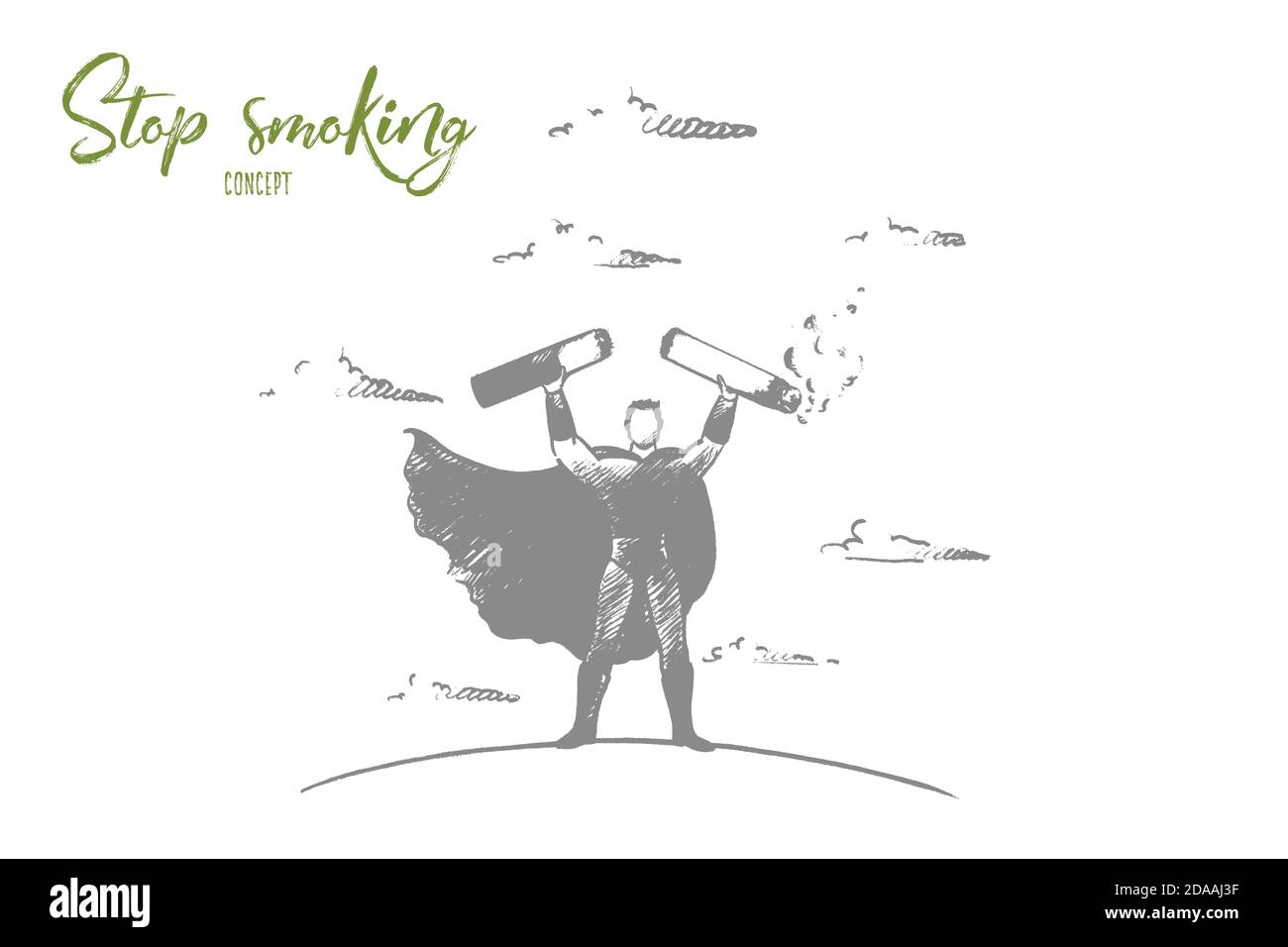 Stop smoking concept. Hand drawn isolated vector Stock Vector Image ...