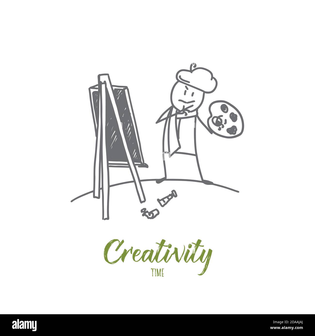 Hand drawn painter looking at his artwork Stock Vector Image & Art - Alamy