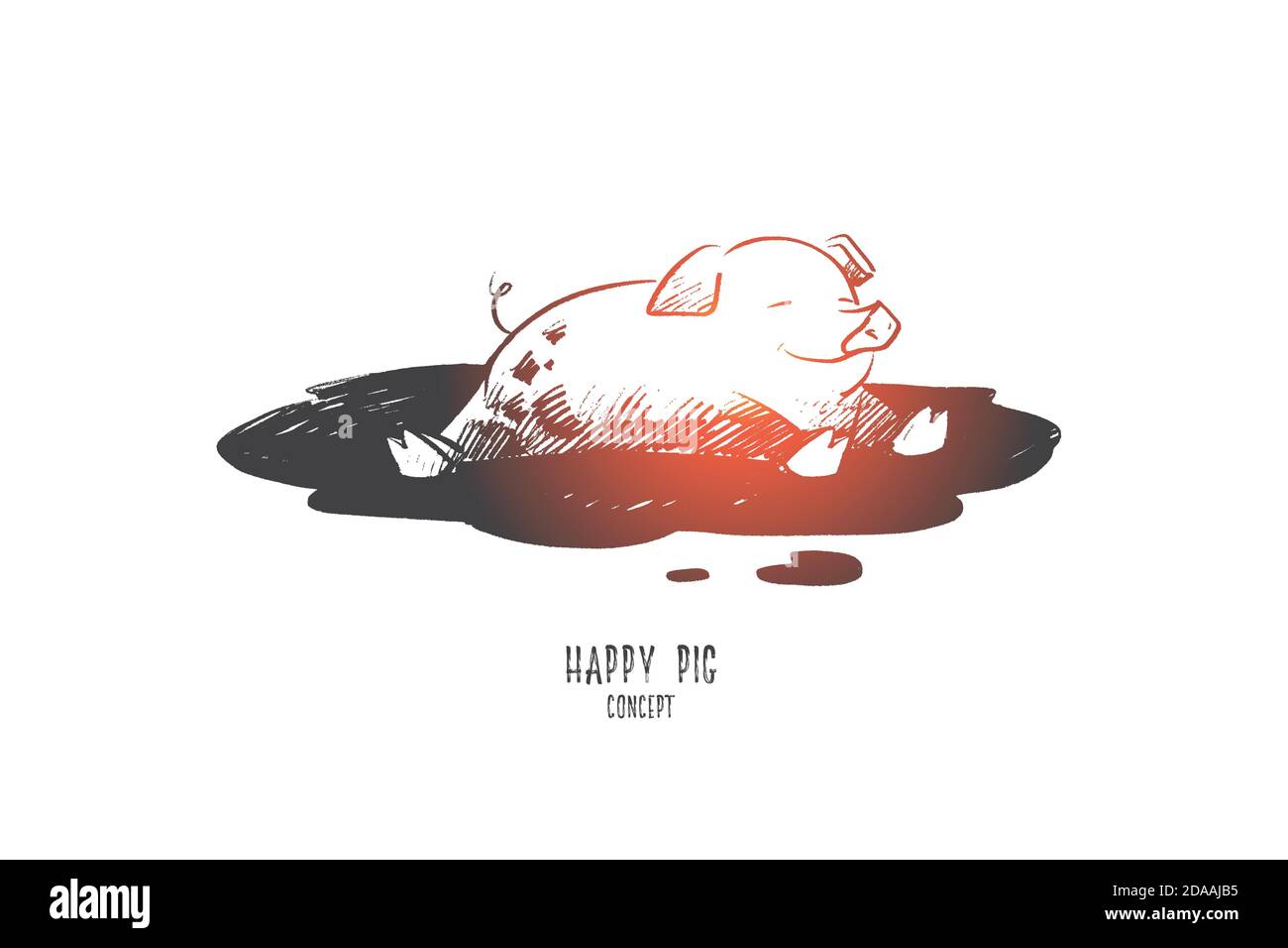 Happy pig concept. Hand drawn isolated vector Stock Vector Image & Art ...