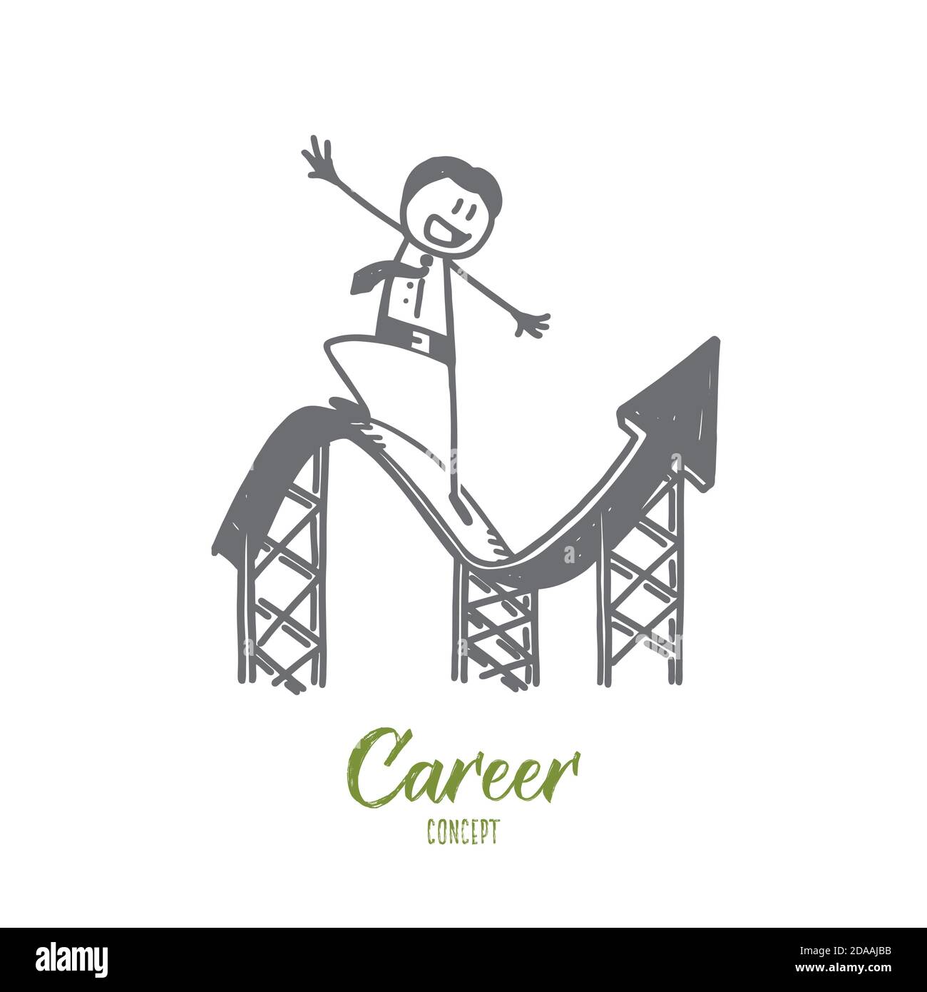 Hand drawn businessman balancing on arrow up Stock Vector Image & Art ...