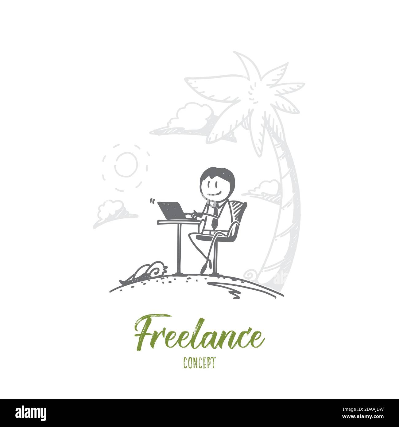 Man working laptop outdoor Stock Vector Images - Alamy