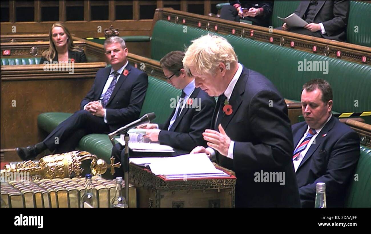 Prime Minister Boris Johnson speaks during Prime Minister's Questions ...