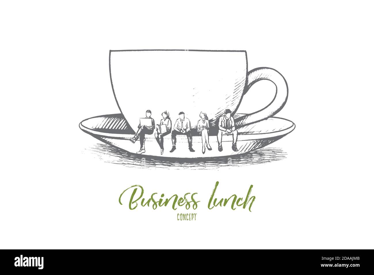 Business lunch concept. Hand drawn isolated vector Stock Vector Image ...