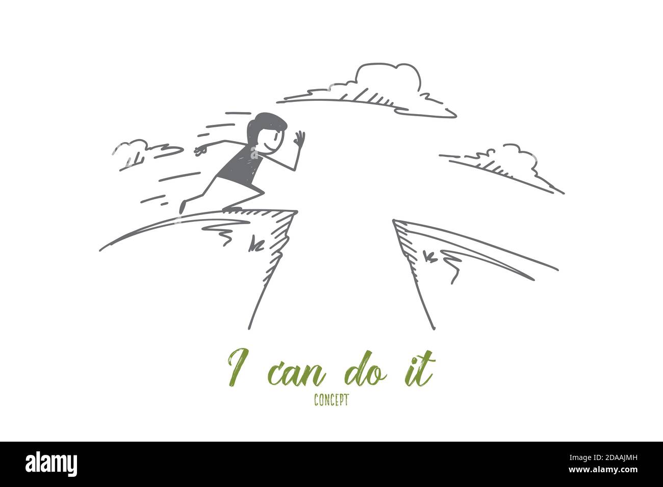 Hand drawn smiling man ready to jump over gap Stock Vector Image & Art ...