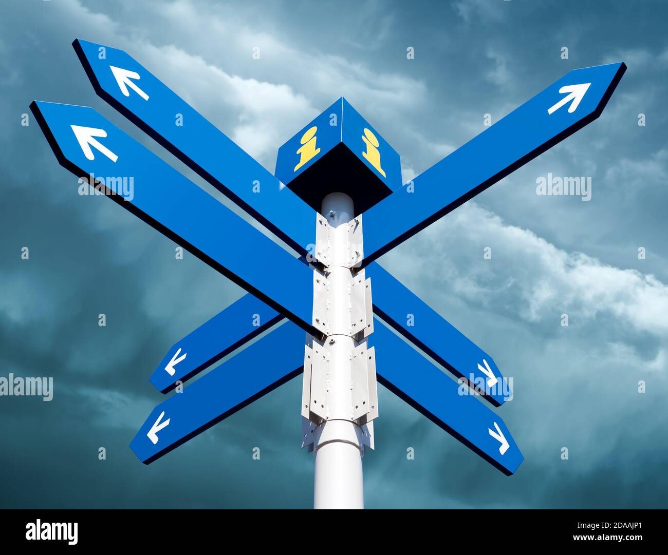 Blank directional road signs on sky background Stock Photo - Alamy