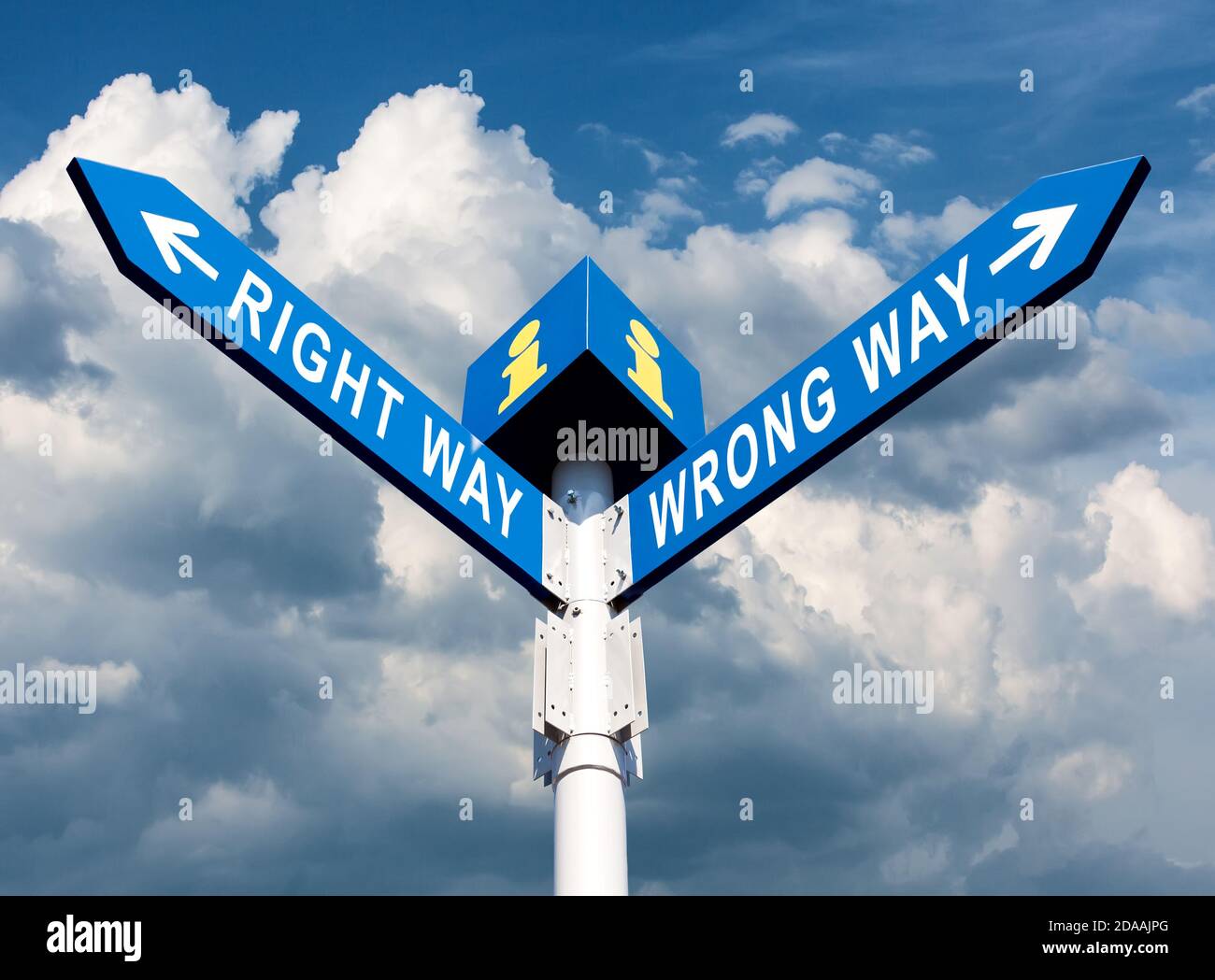 Wrong Way and Right Way Traffic Sign On Sky Background Stock Photo - Alamy