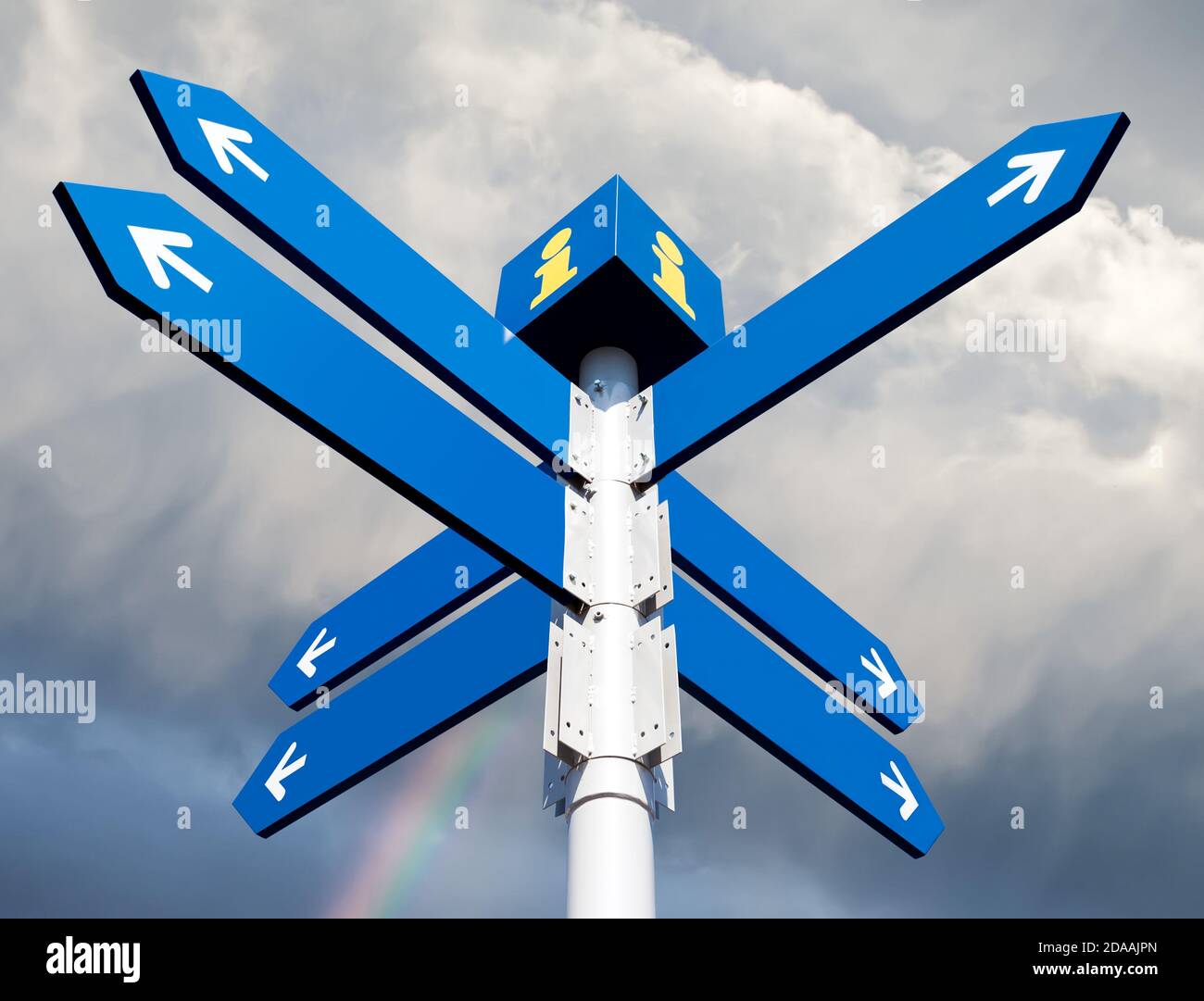 Blank directional road signs on sky background Stock Photo - Alamy