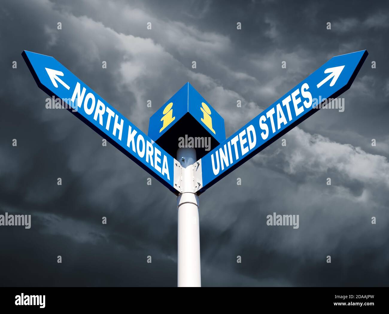 Conflict between the United States and North Korea. Directional road ...