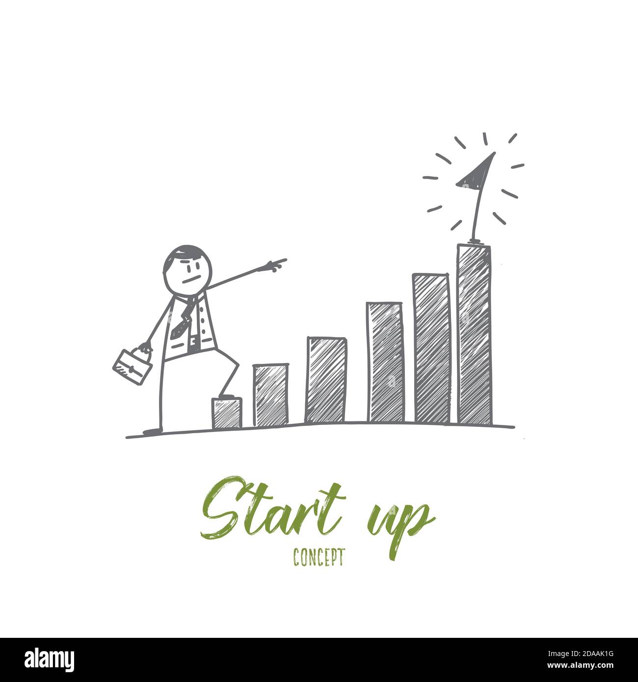 Hand drawn businessman standing at way beginning Stock Vector Image ...