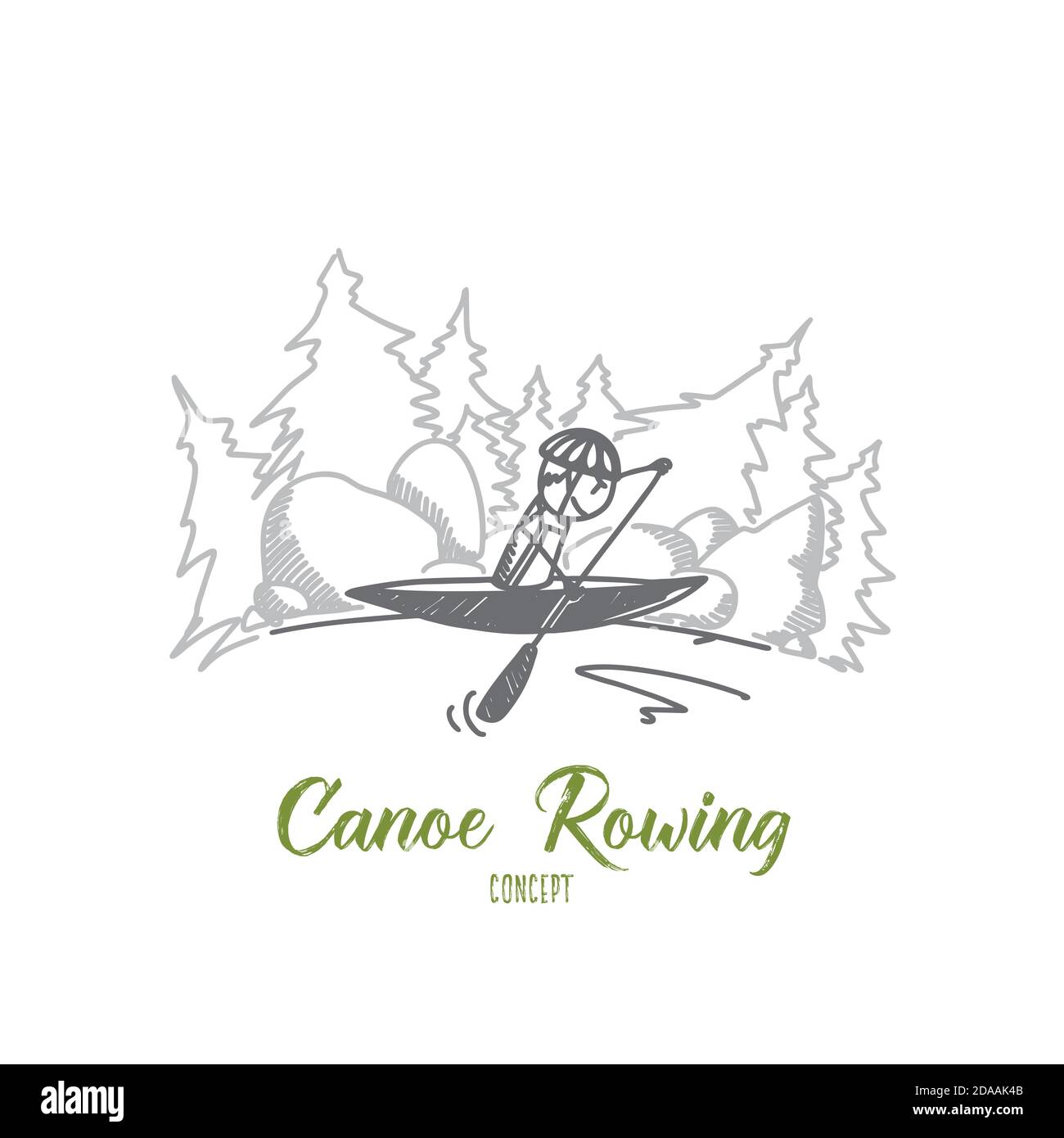 Canoe rowing concept. Hand drawn isolated vector Stock Vector Image ...