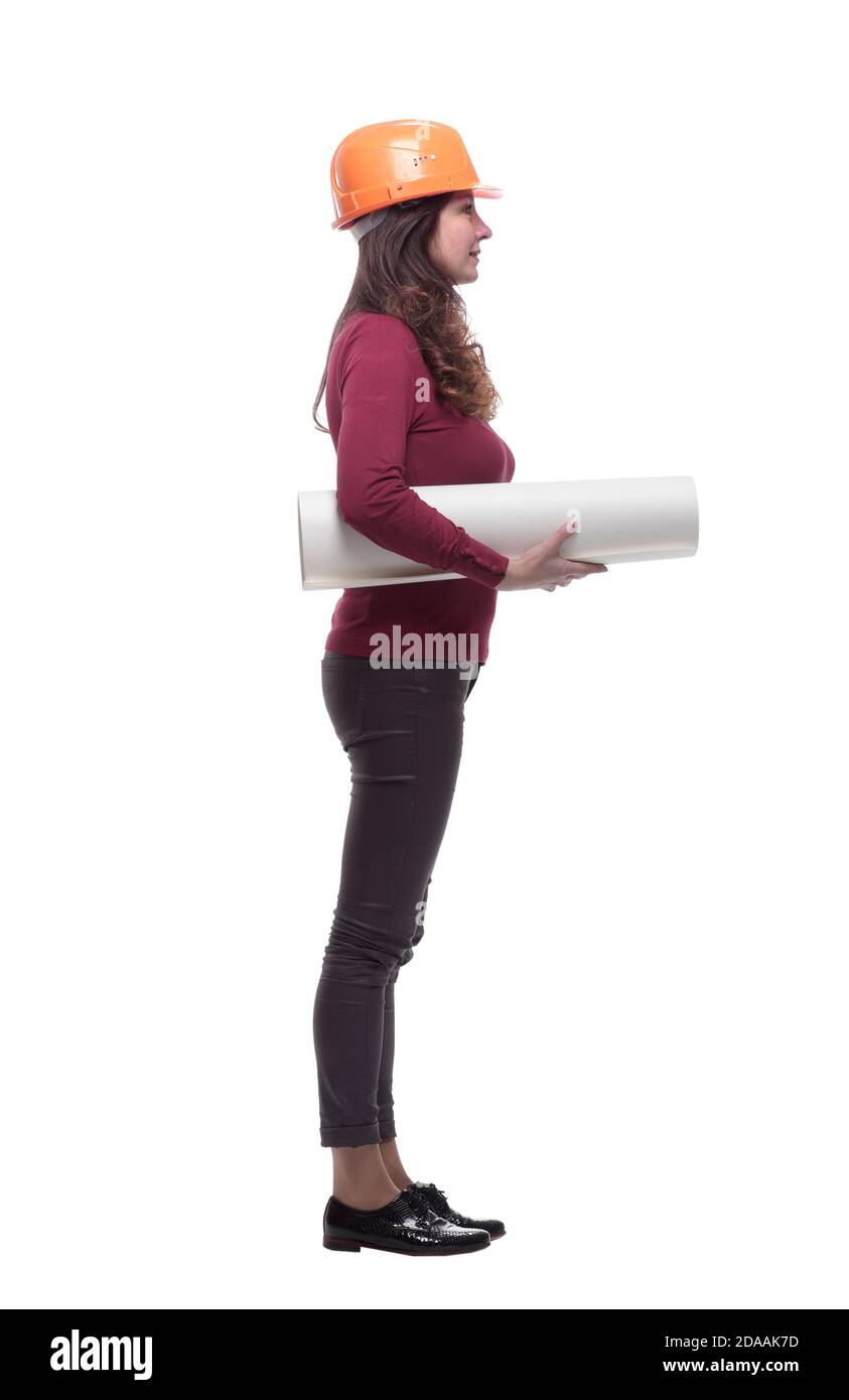 side view. young woman architect looking forward Stock Photo - Alamy