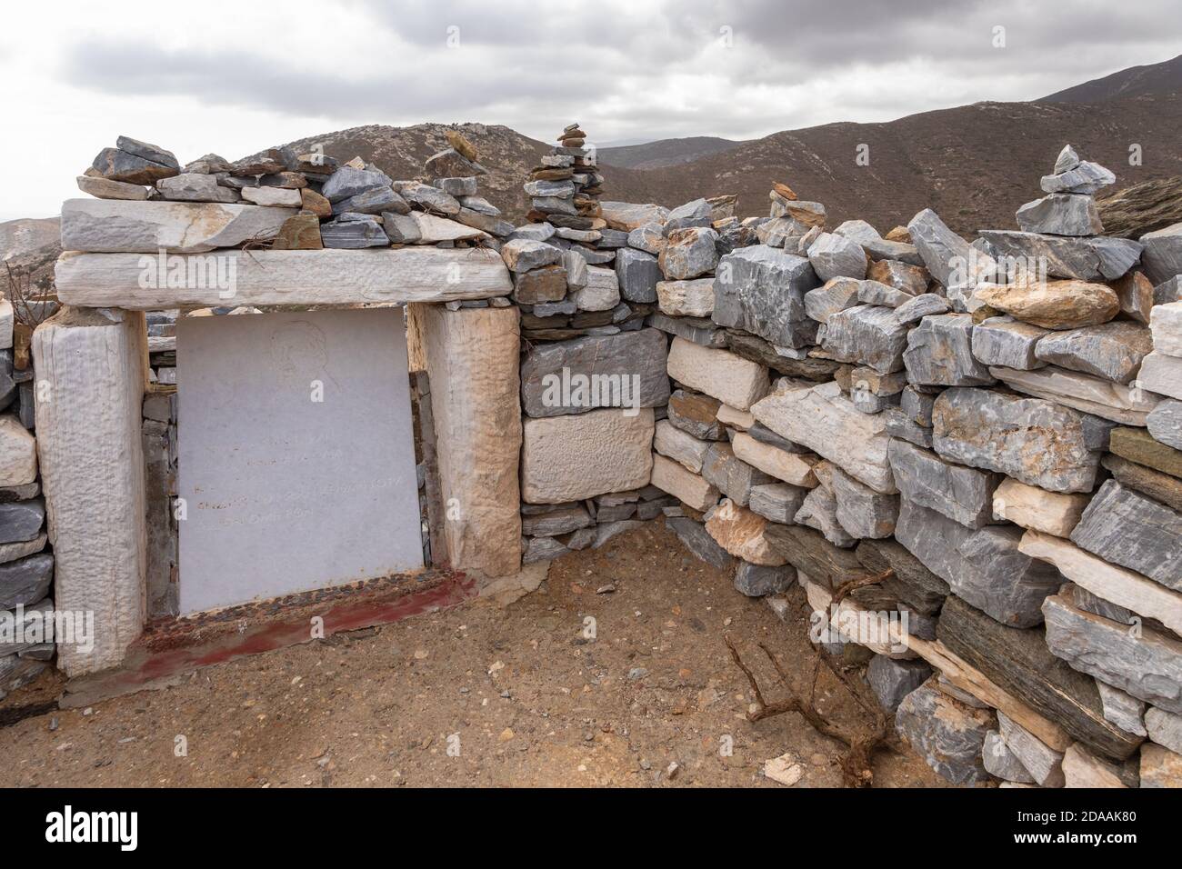 Ios Island, Greece- 20 September 2020: The white tomb of Homer. A ...