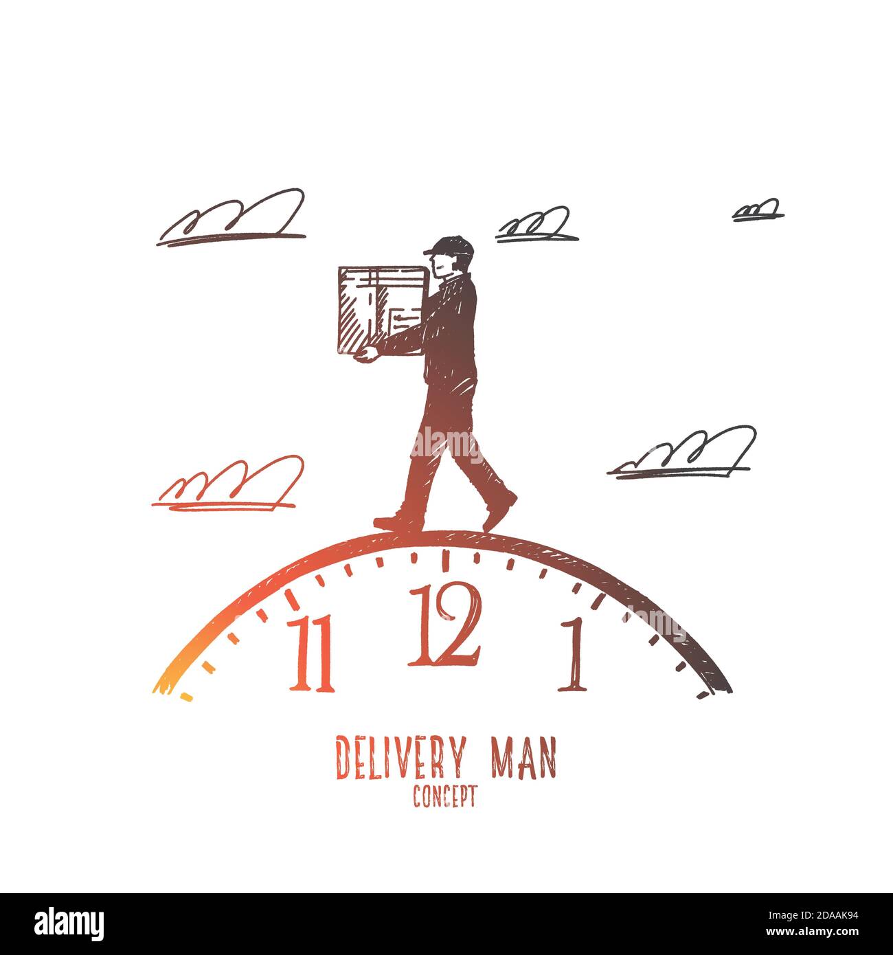 Delivery man concept. Hand drawn isolated vector Stock Vector Image ...