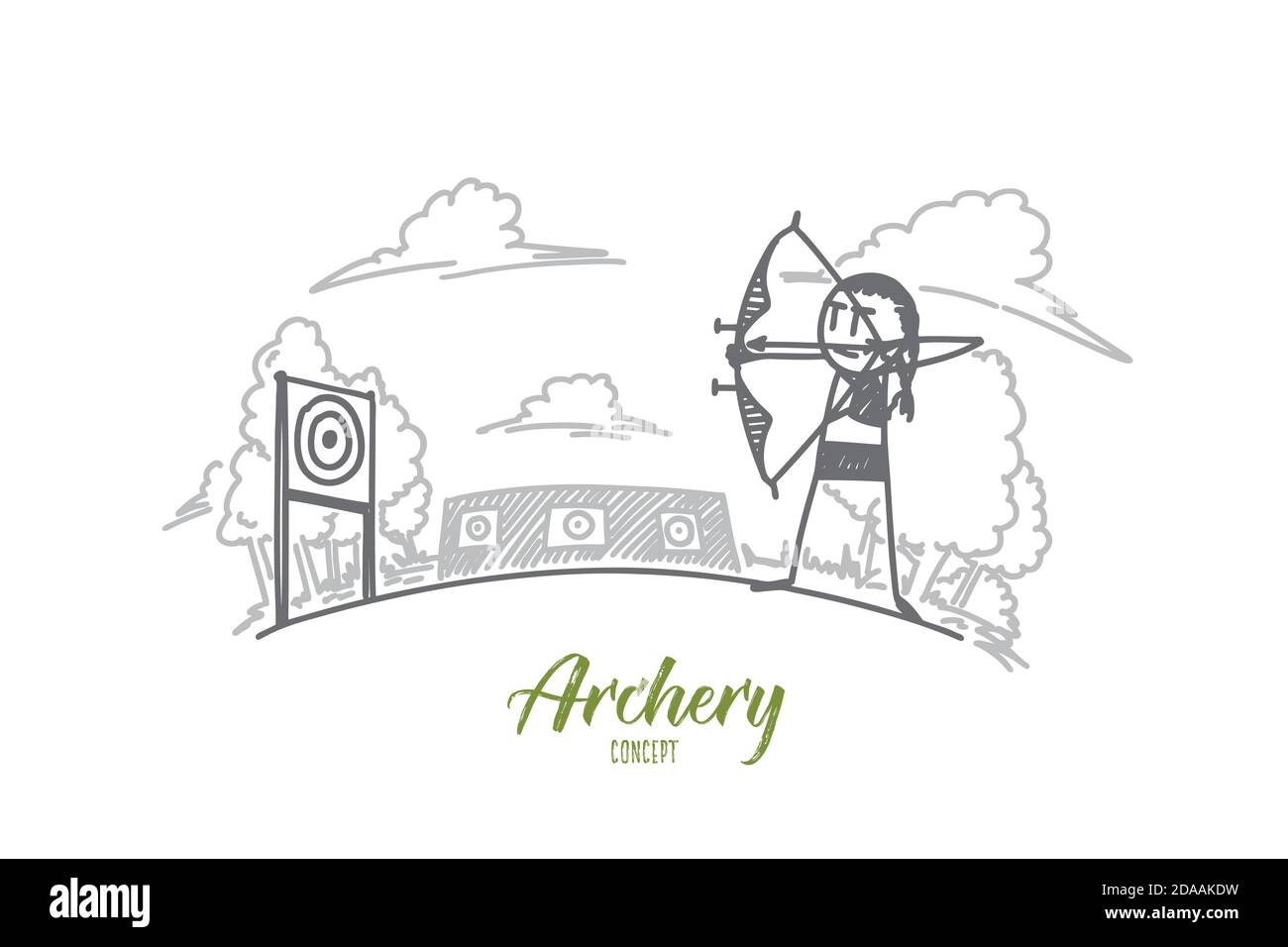 Archery concept. Hand drawn isolated vector Stock Vector Image & Art ...