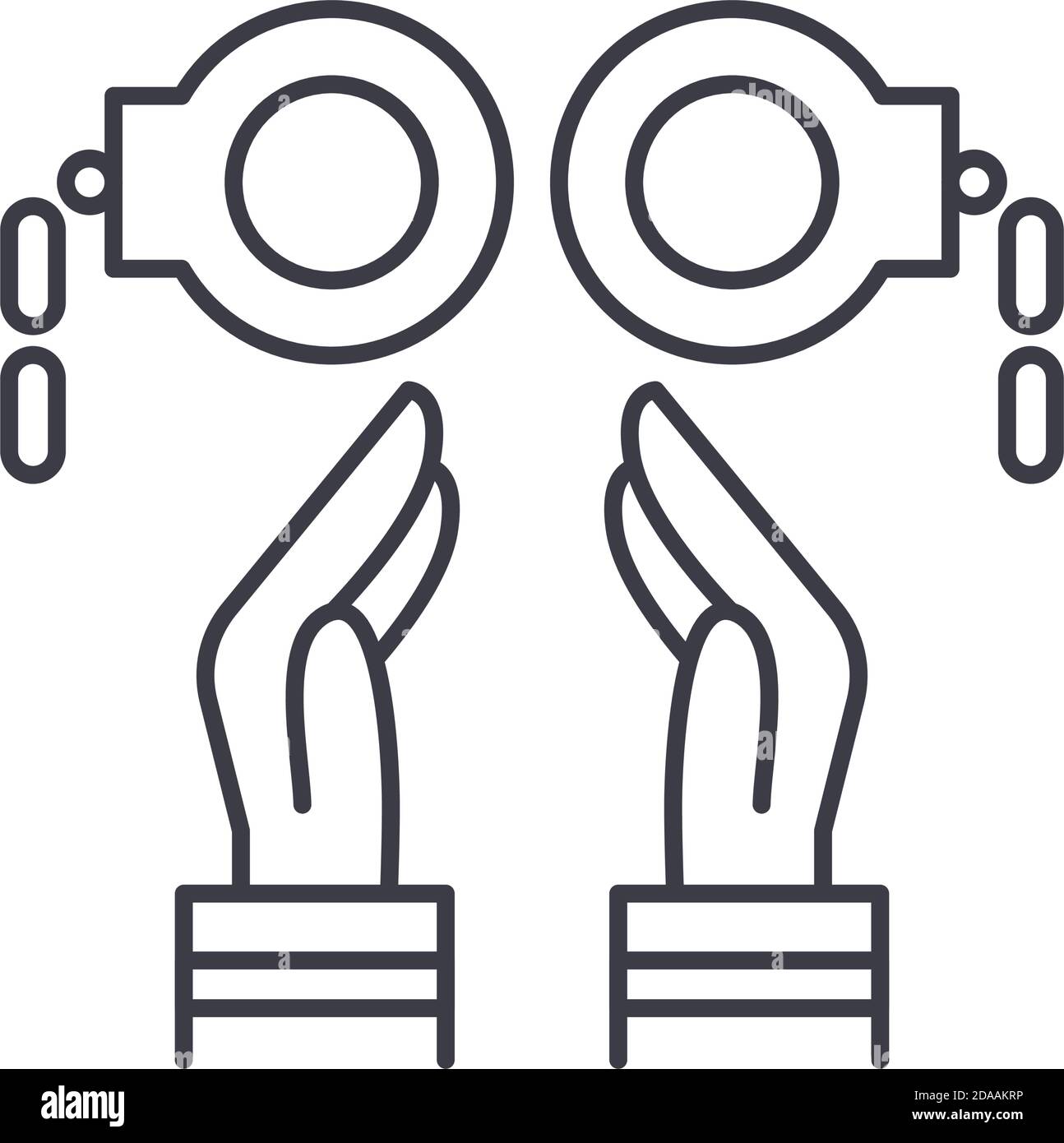 Arrest hands icon, linear isolated illustration, thin line vector, web ...