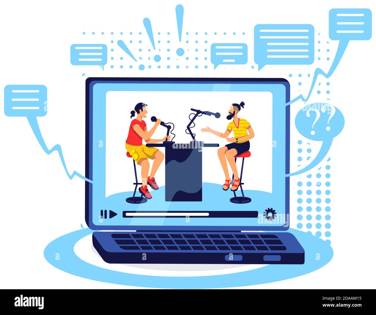 Talk show online flat concept vector illustration Stock Vector Image ...