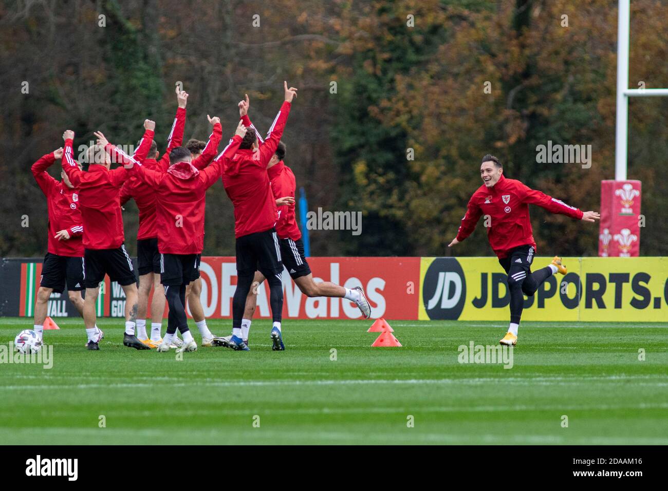 Cardiff, Wales, UK. 11th Nov, 2020. Connor Roberts (R) of Wales in ...