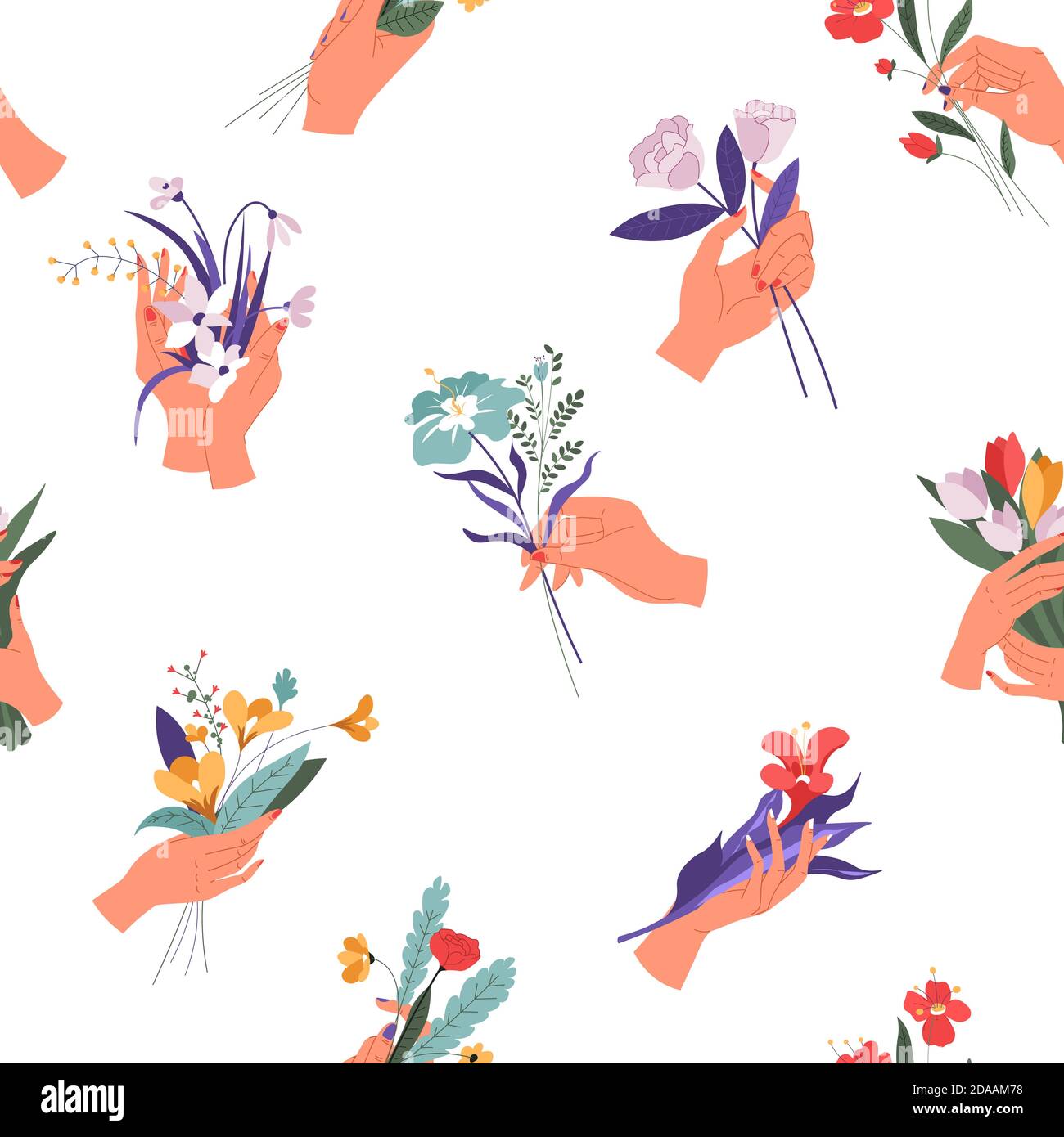 Female hand holding flowers in blossom pattern Stock Vector Image & Art ...