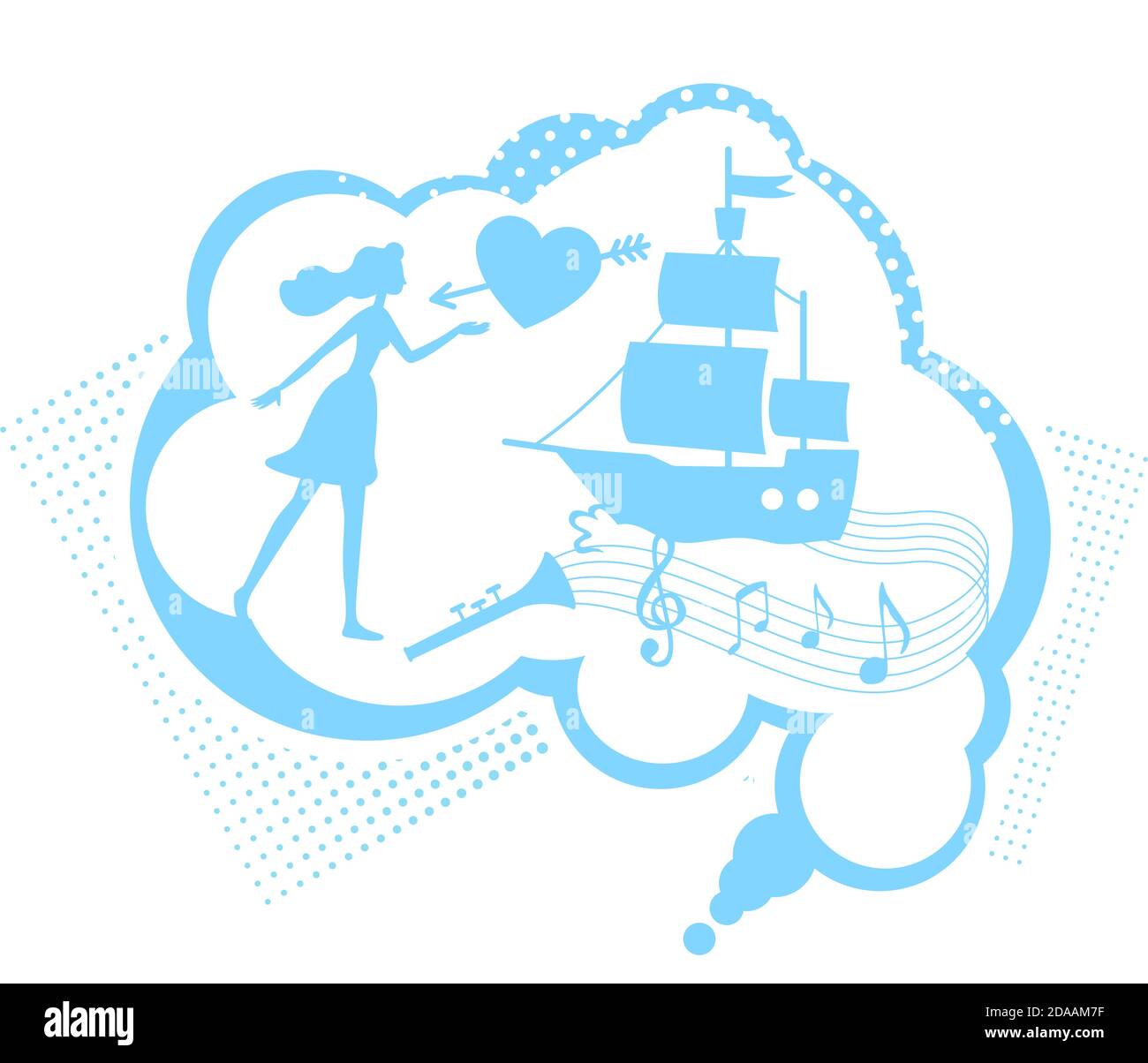 Thought of fairy tale flat concept vector illustration Stock Vector ...