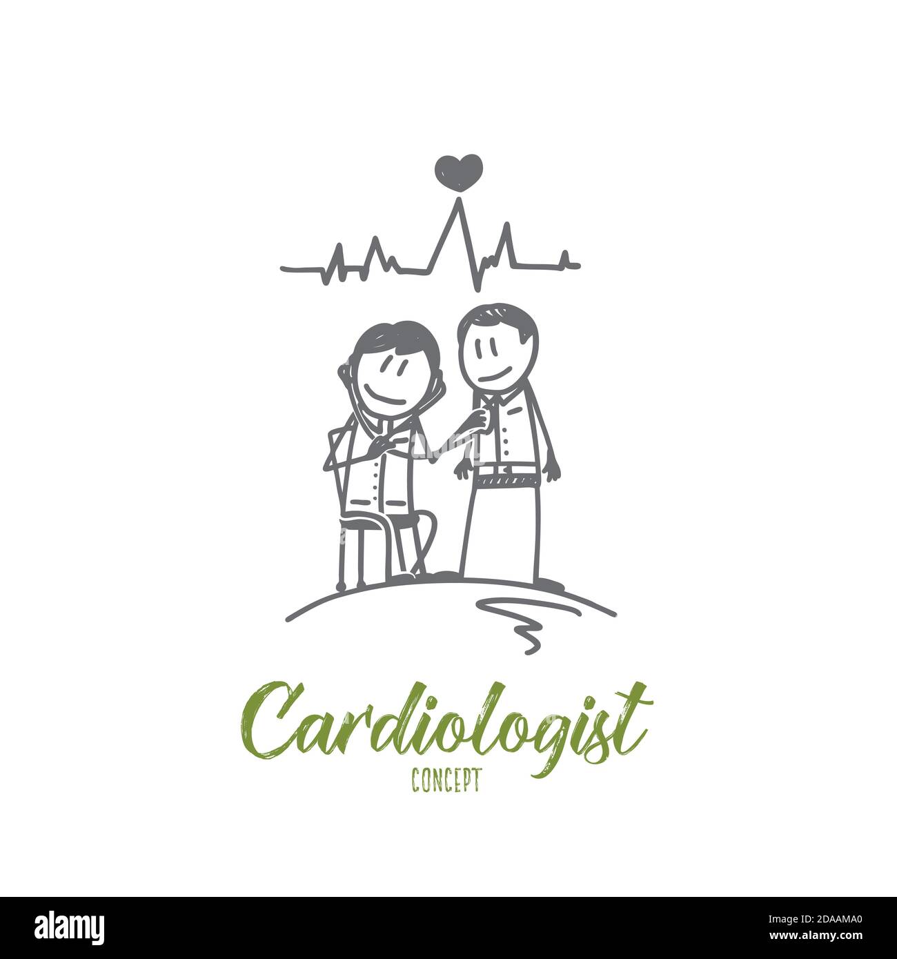 Cardiologist concept. Hand drawn isolated vector Stock Vector Image ...