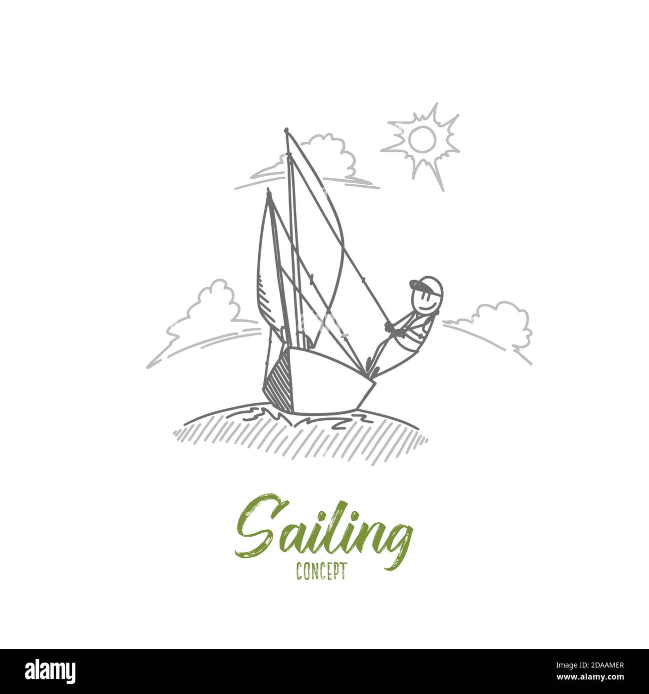 Sailing concept. Hand drawn isolated vector Stock Vector Image & Art ...