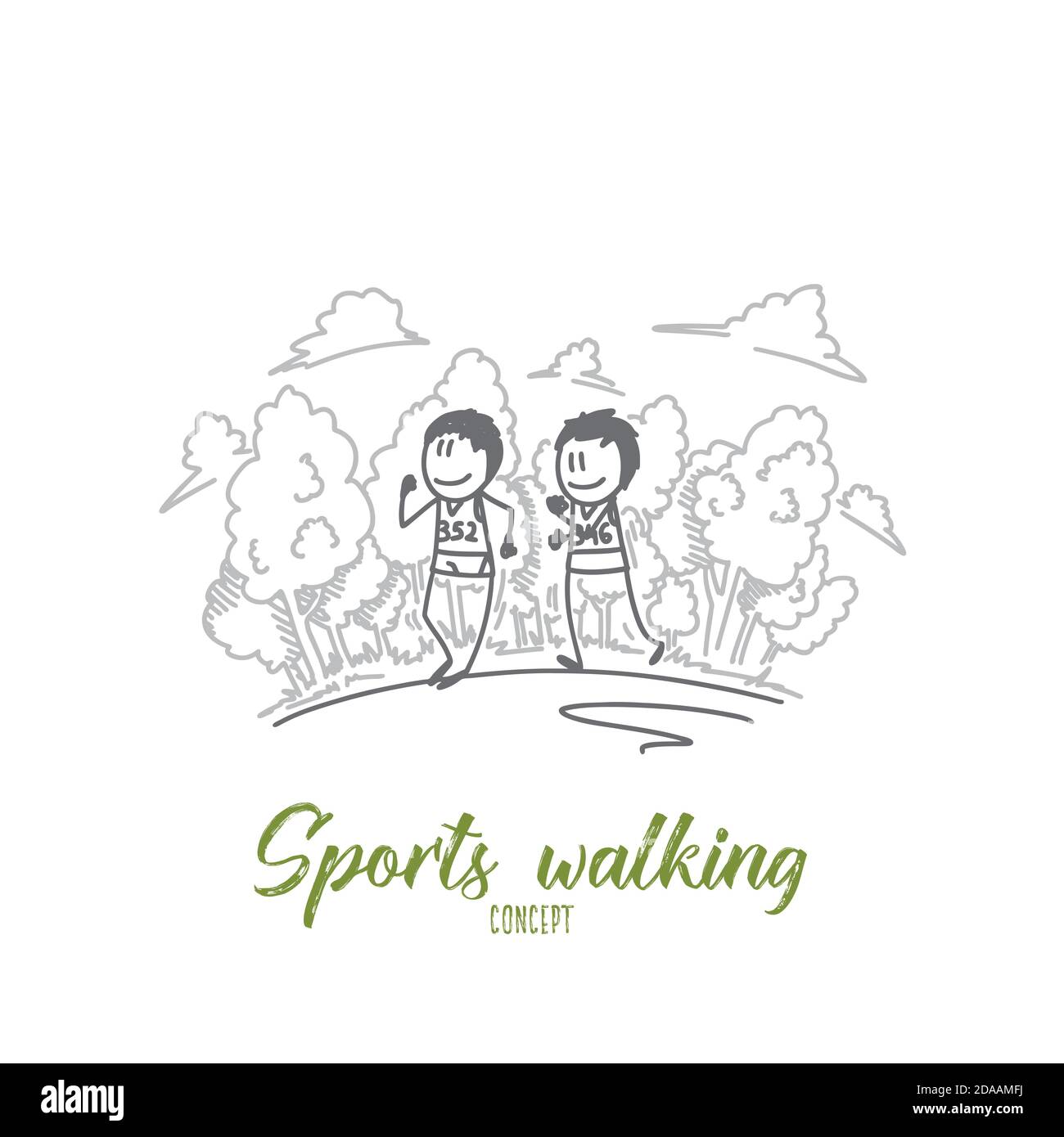 Sports walking concept. Hand drawn isolated vector Stock Vector Image ...