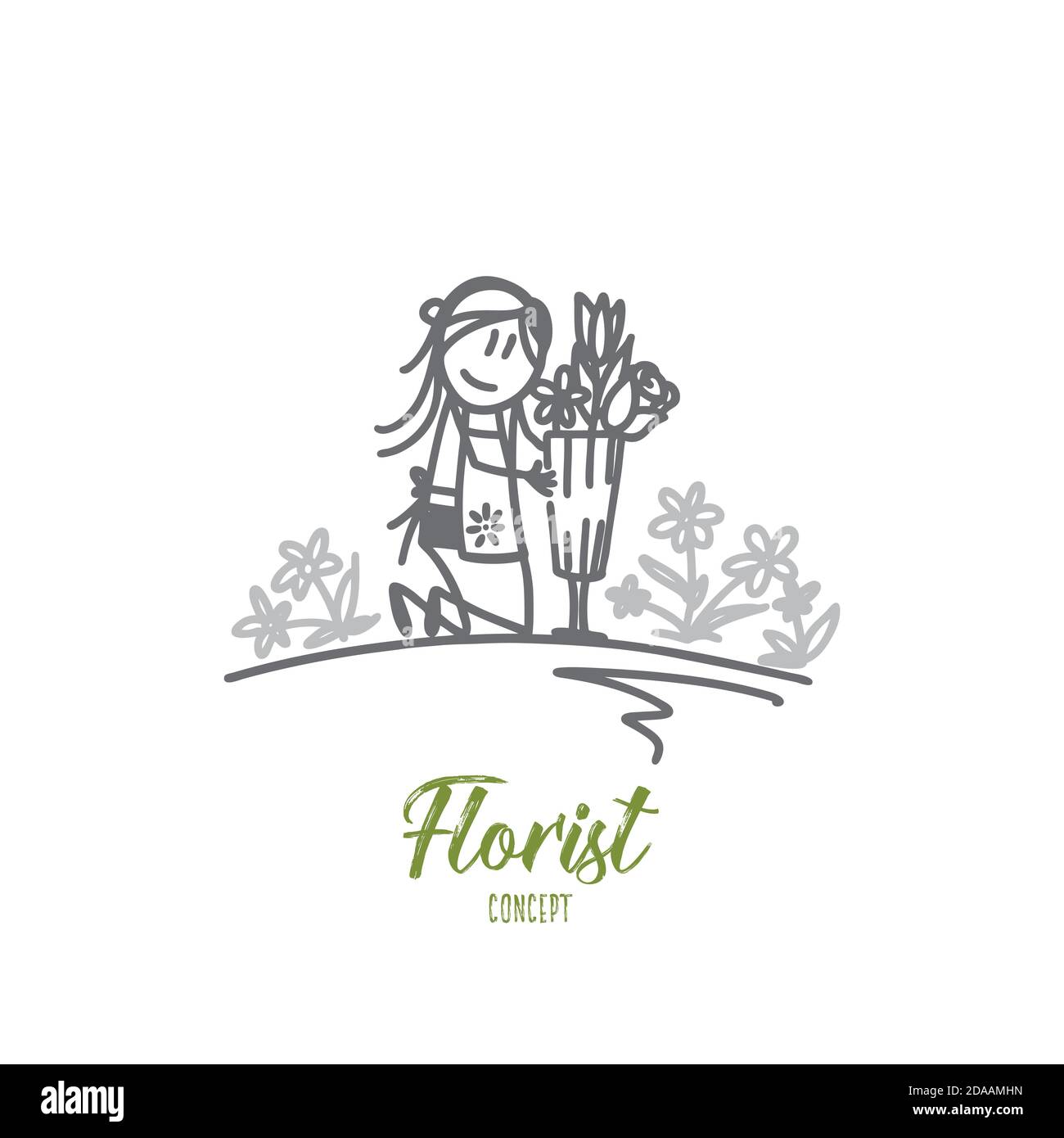 Florist concept. Hand drawn isolated vector Stock Vector Image & Art ...