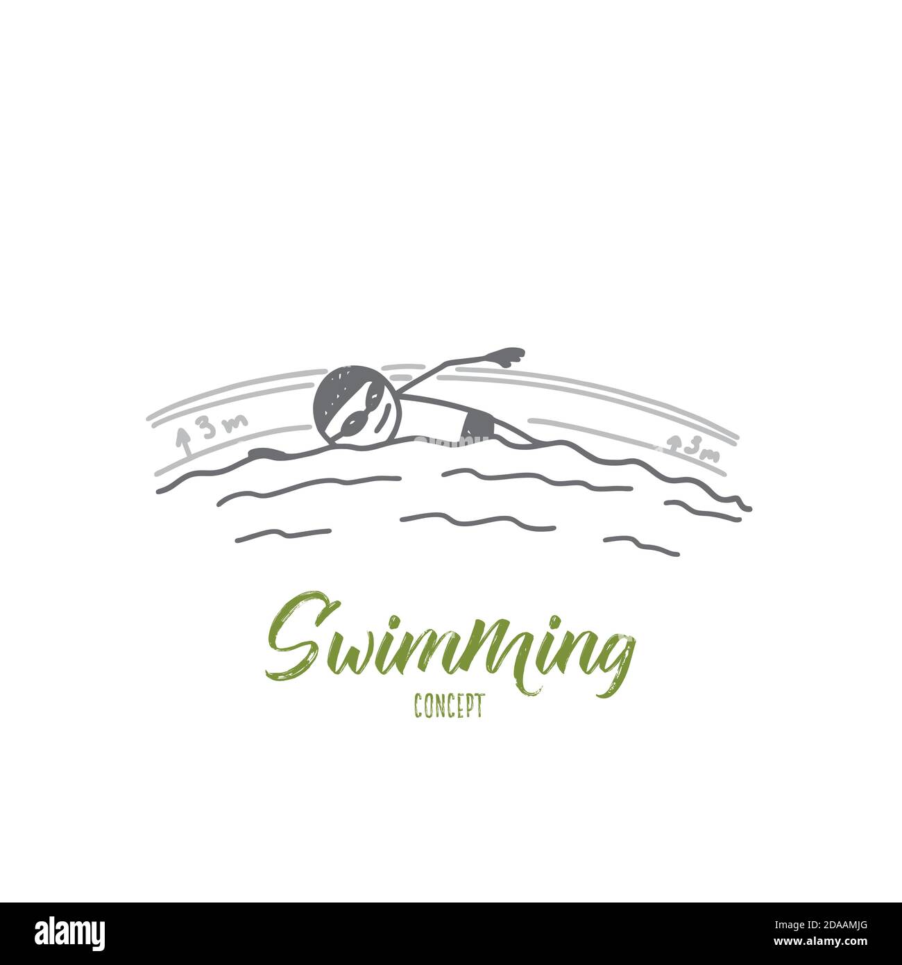 Swimming concept. Hand drawn isolated vector Stock Vector Image & Art ...