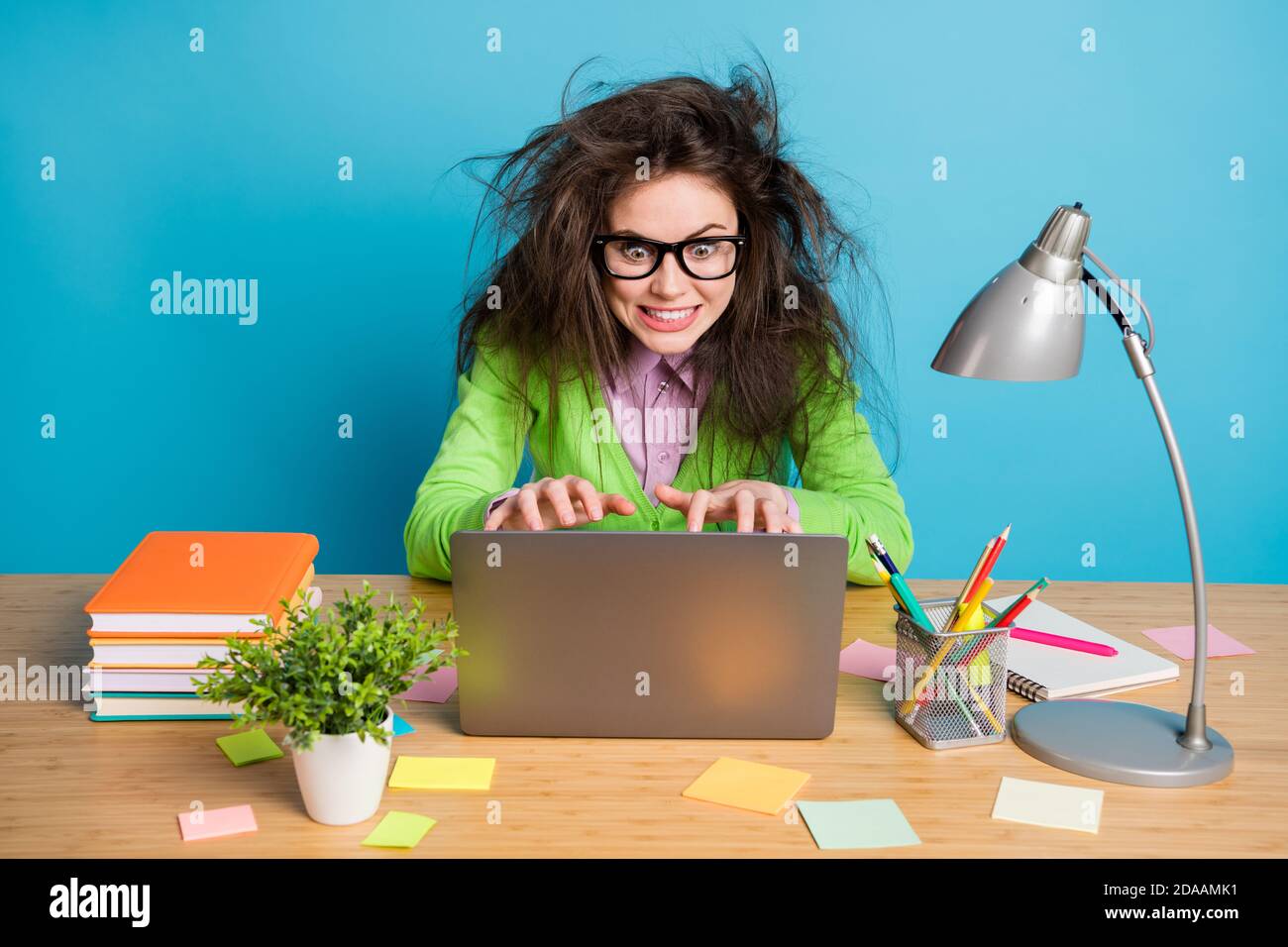 Portrait of her she nice attractive crazy genius diligent cheerful girl ...