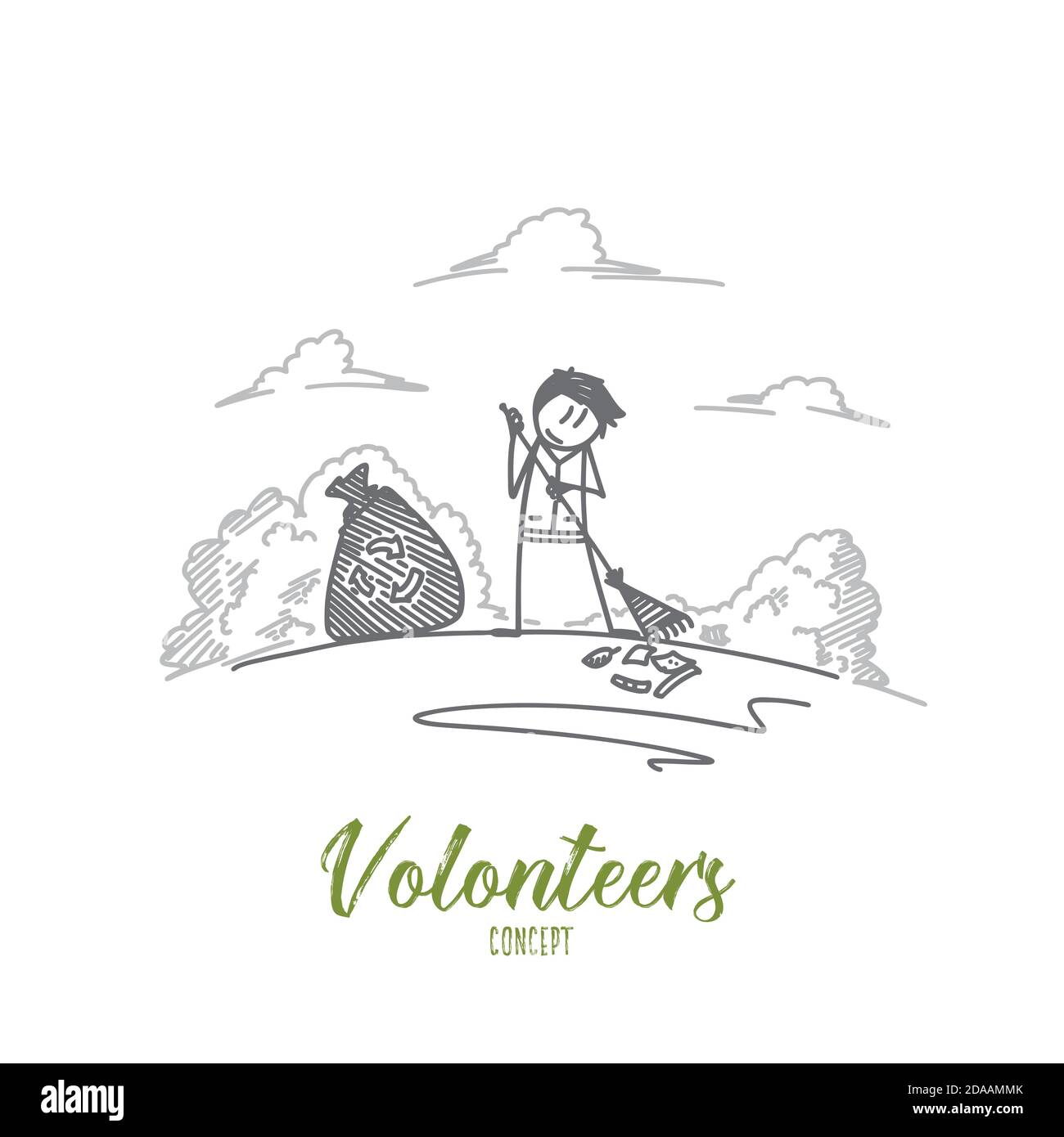 Volunteers concept. Hand drawn isolated vector Stock Vector Image & Art ...