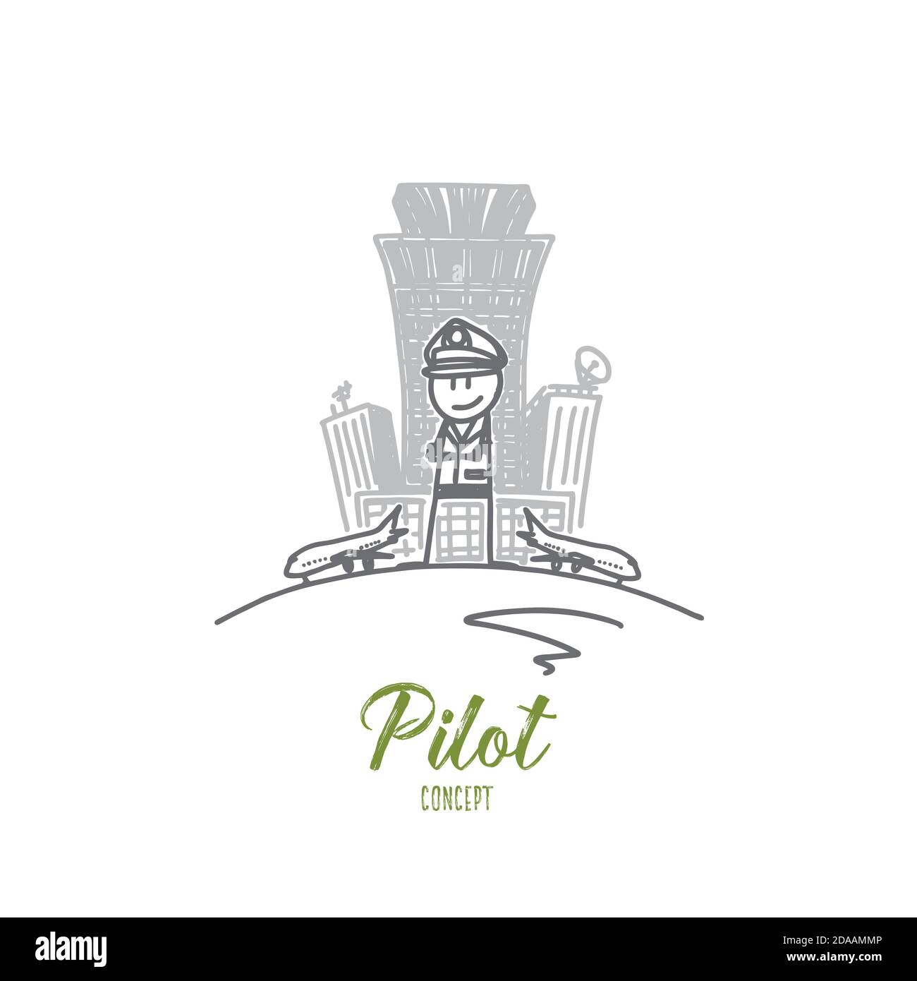 Pilot concept. Hand drawn isolated vector Stock Vector Image & Art - Alamy