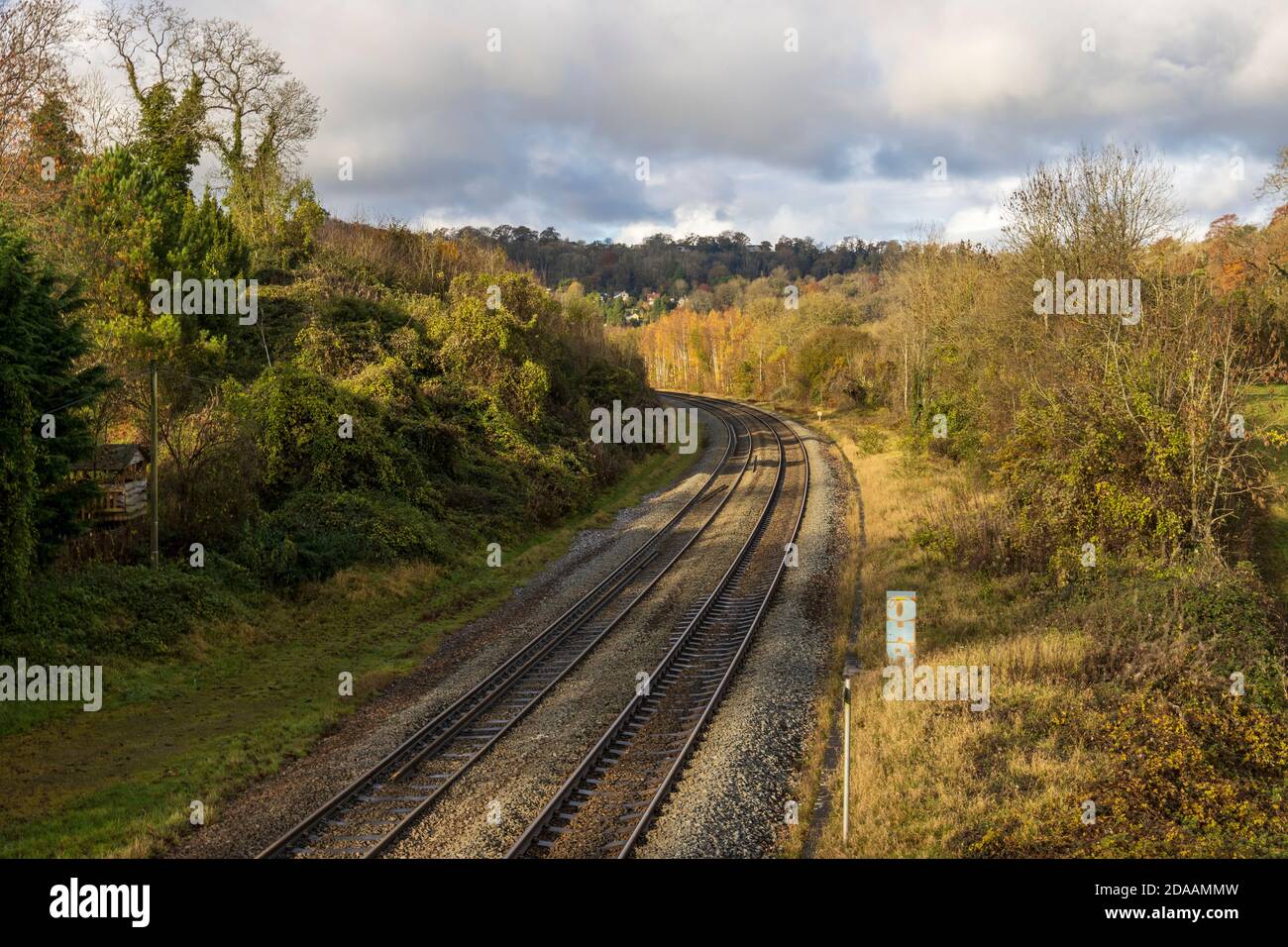 Train Tracks heading out of Freshford Railway Station Stock Photo - Alamy