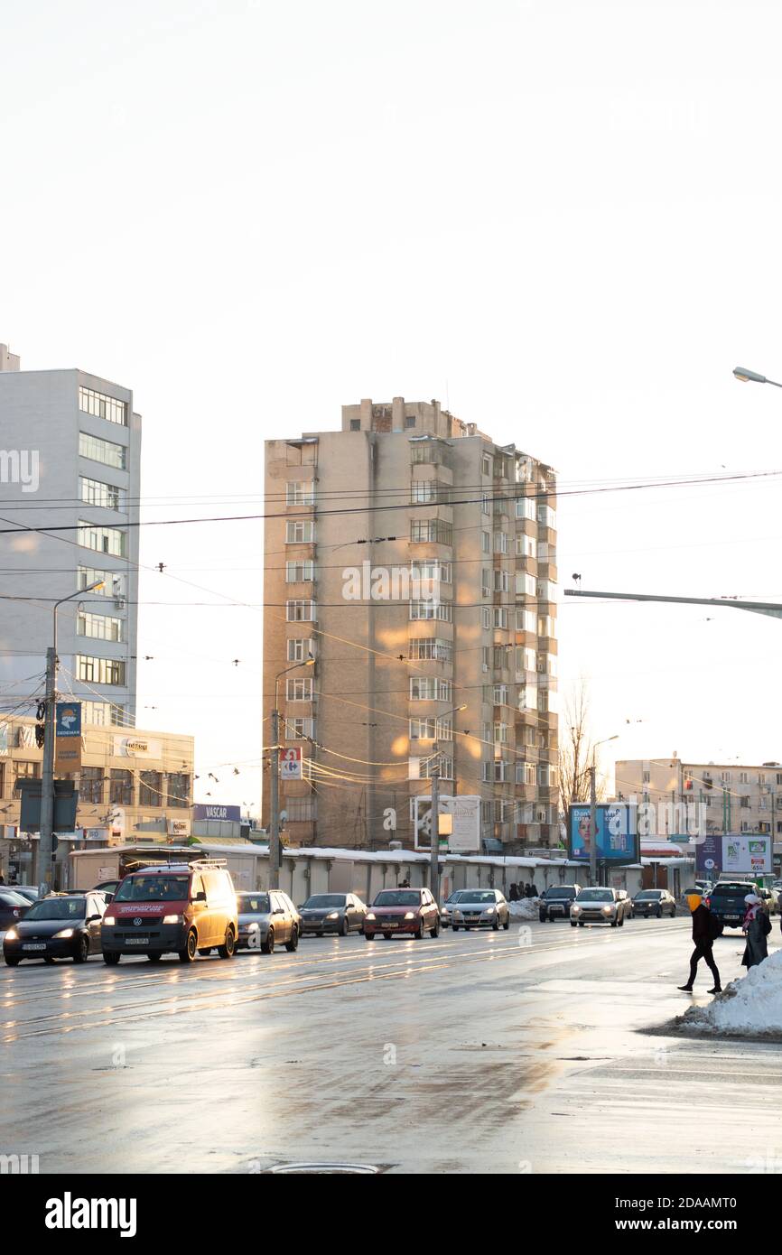 Tall building for living, beautiful sky and sunshine, human place Stock ...