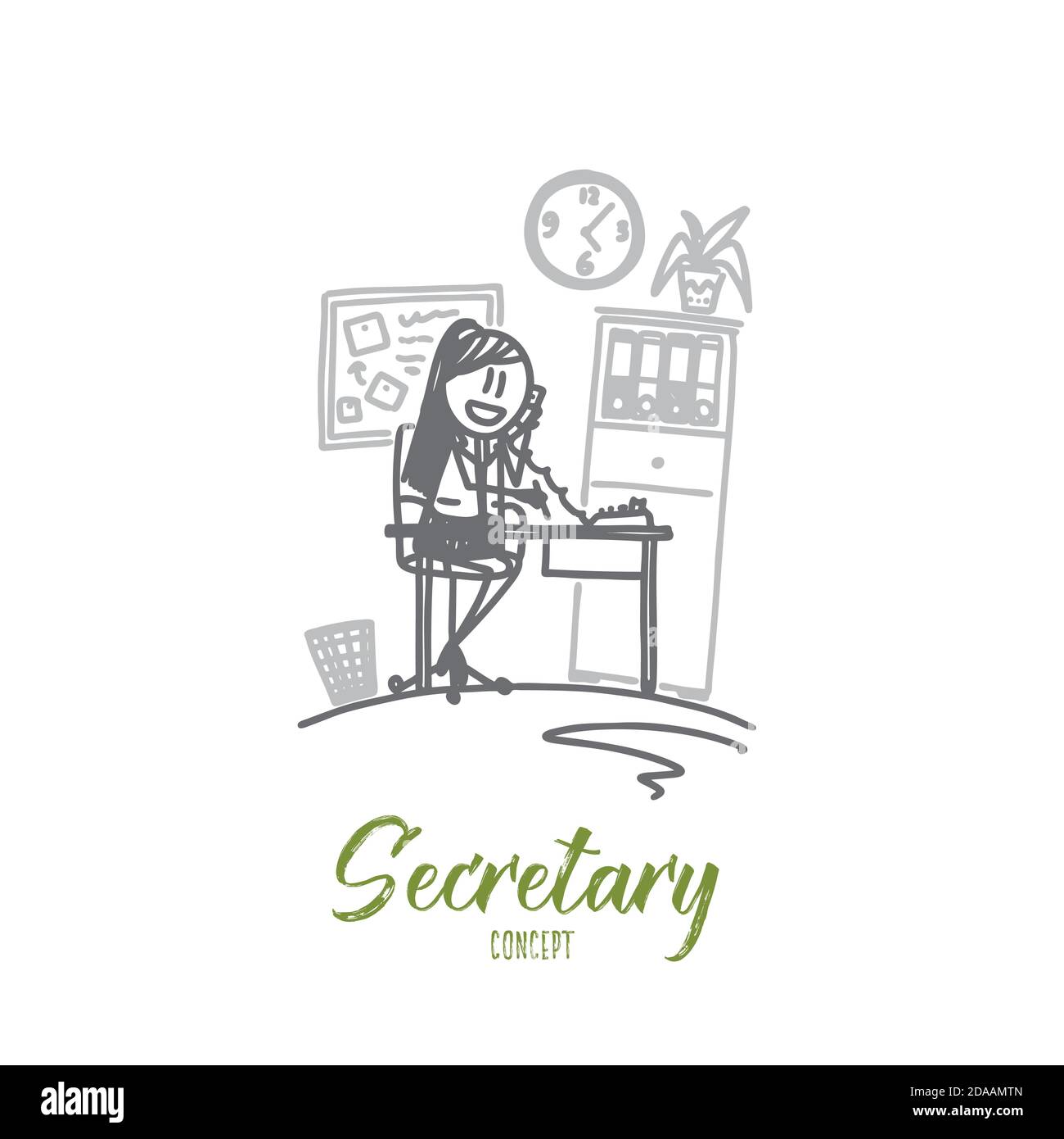 Secretary concept. Hand drawn isolated vector Stock Vector Image & Art ...