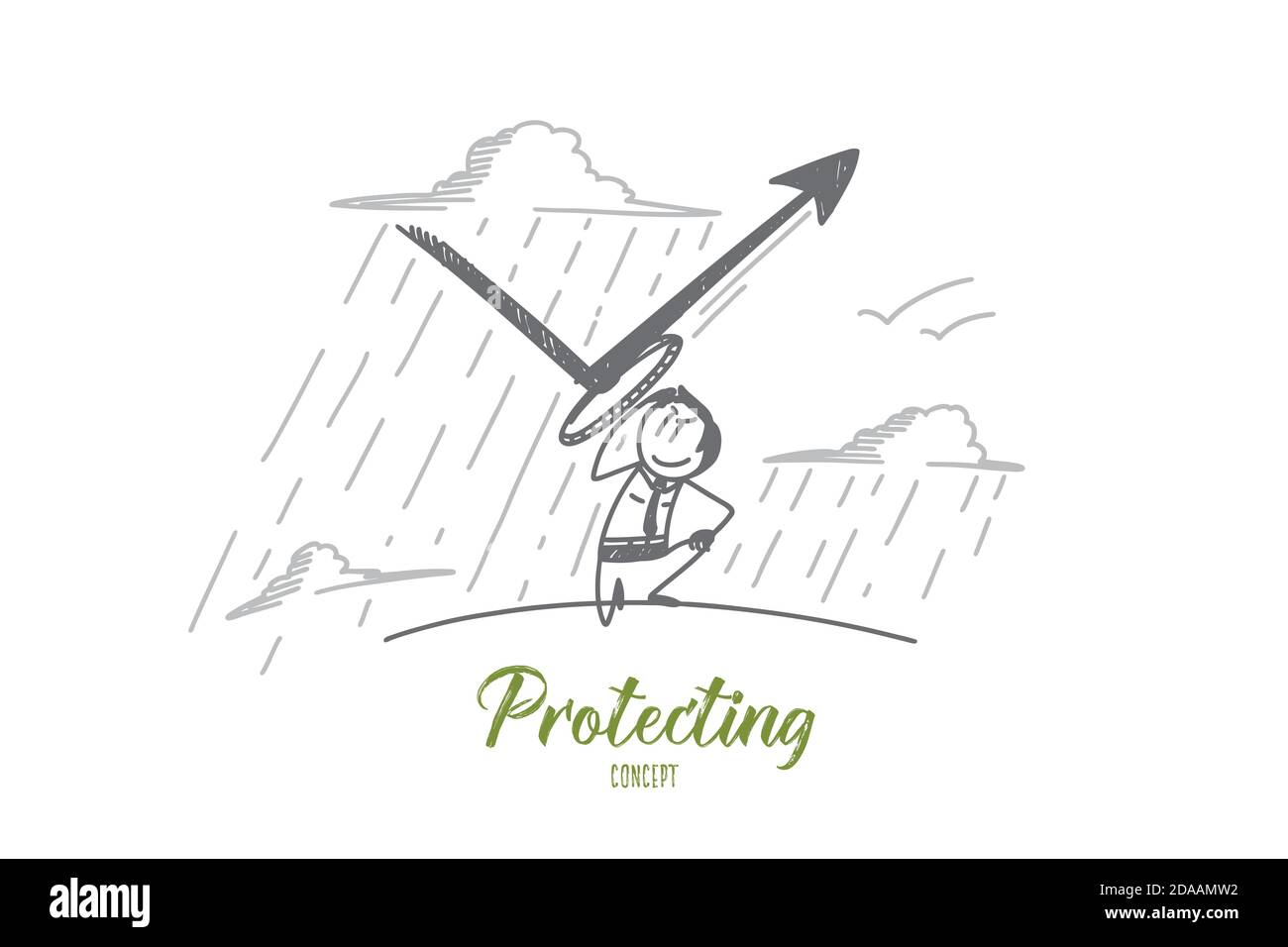 Protecting concept. Hand drawn isolated vector Stock Vector Image & Art ...