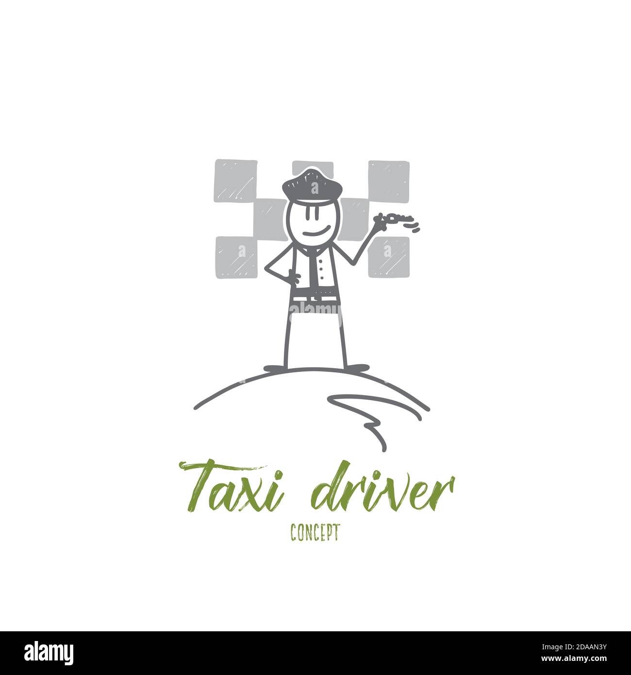 Taxi driver concept. Hand drawn isolated vector Stock Vector Image ...