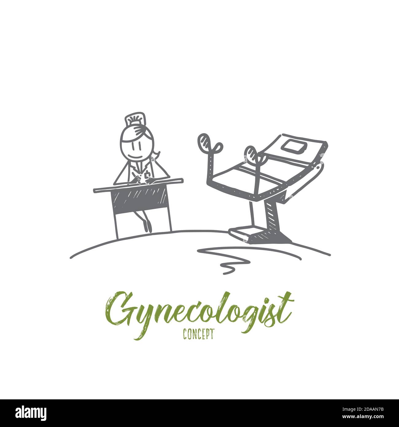 Gynecologist concept. Hand drawn isolated vector Stock Vector Image ...