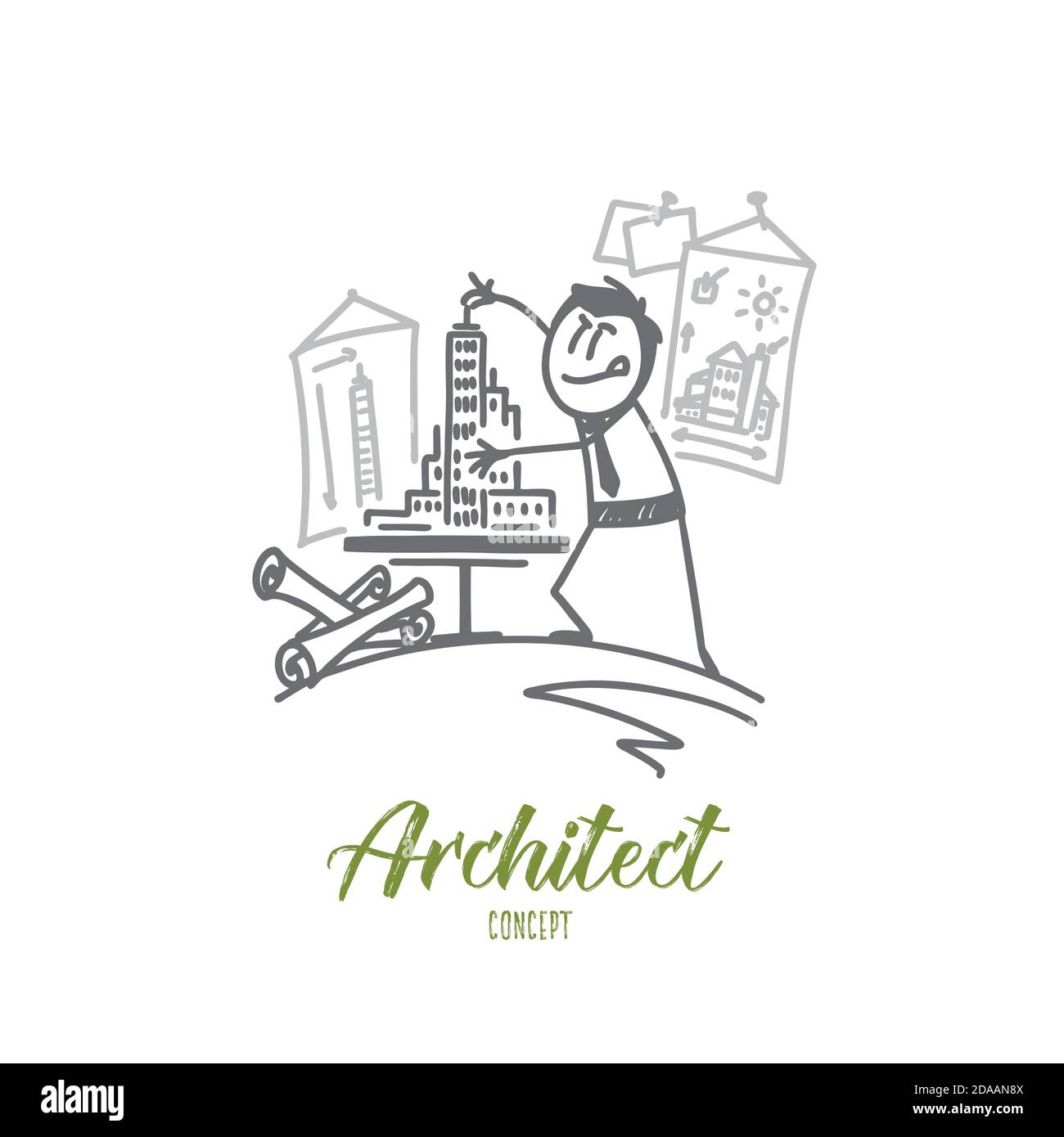 Architect concept. Hand drawn isolated vector Stock Vector Image & Art ...