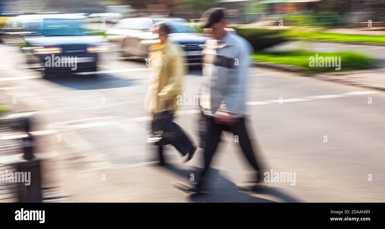 City life concept. People rushing in city. Abstract street scene in ...