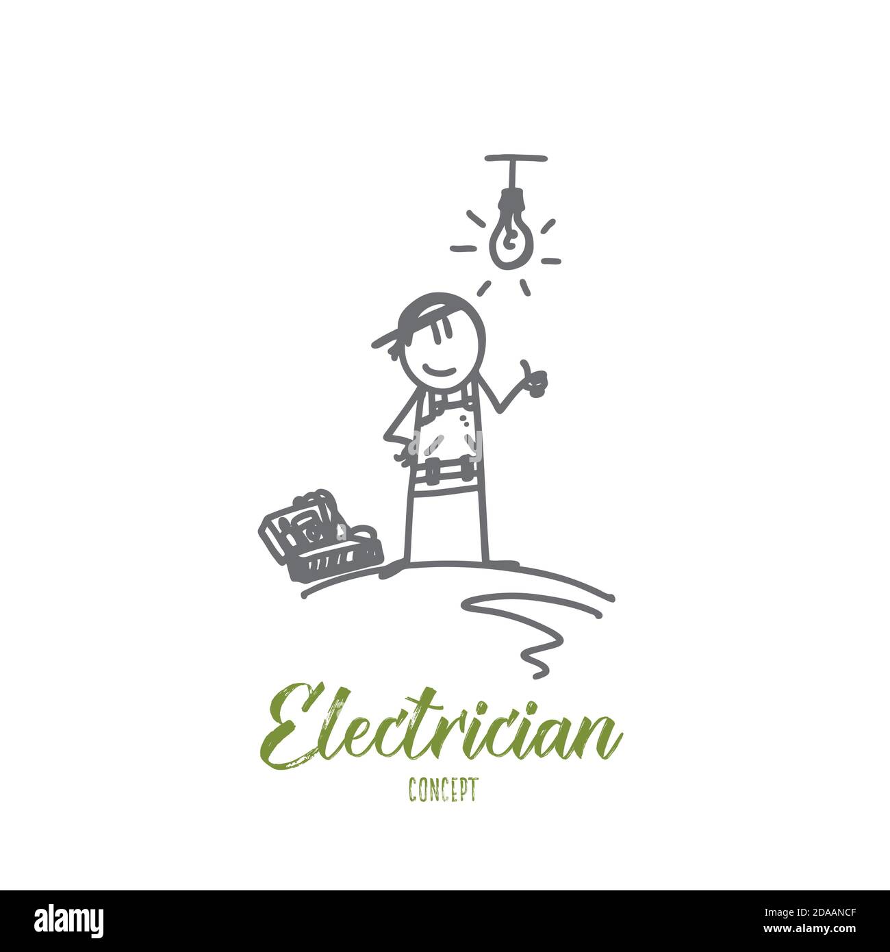 Electrician concept. Hand drawn isolated vector Stock Vector Image ...
