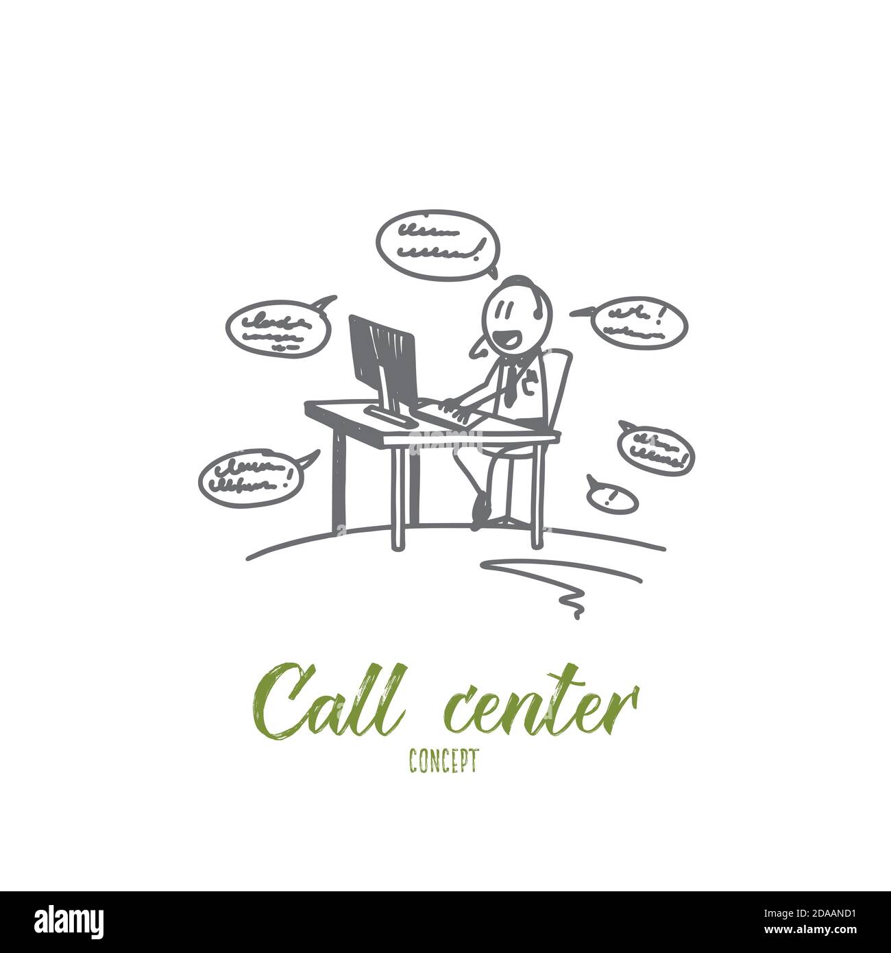 Call center concept. Hand drawn isolated vector Stock Vector Image ...