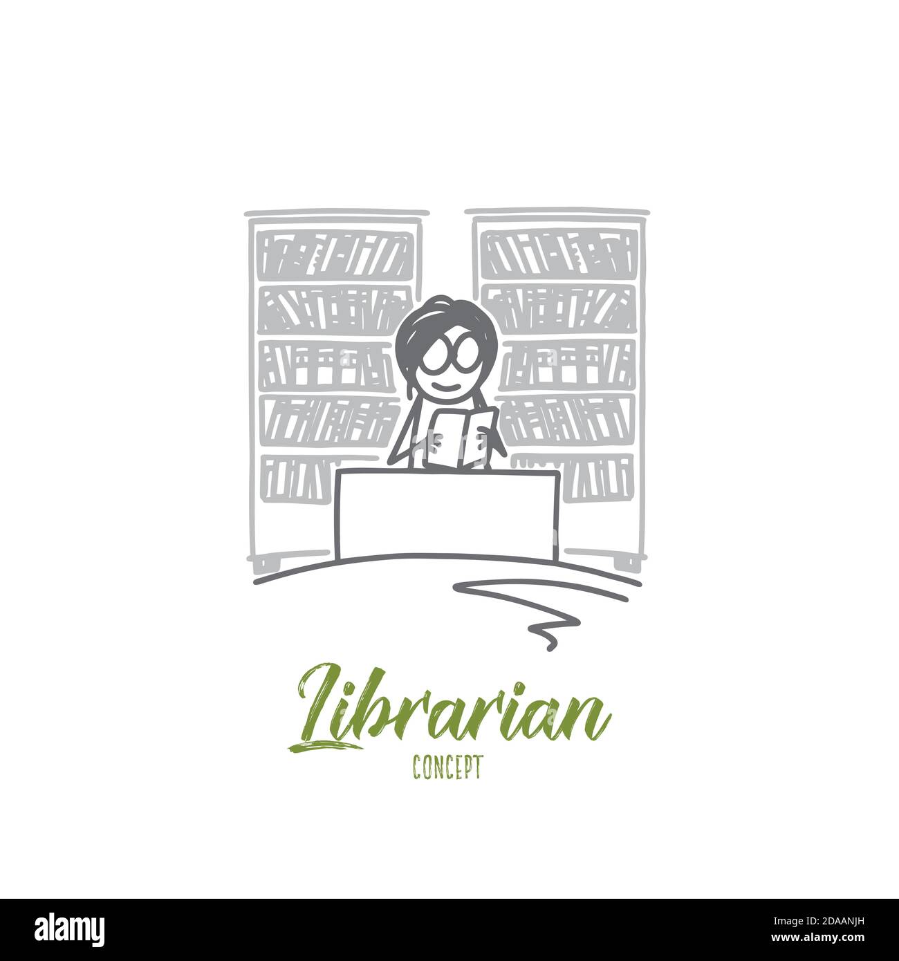Librarian concept. Hand drawn isolated vector Stock Vector Image & Art ...