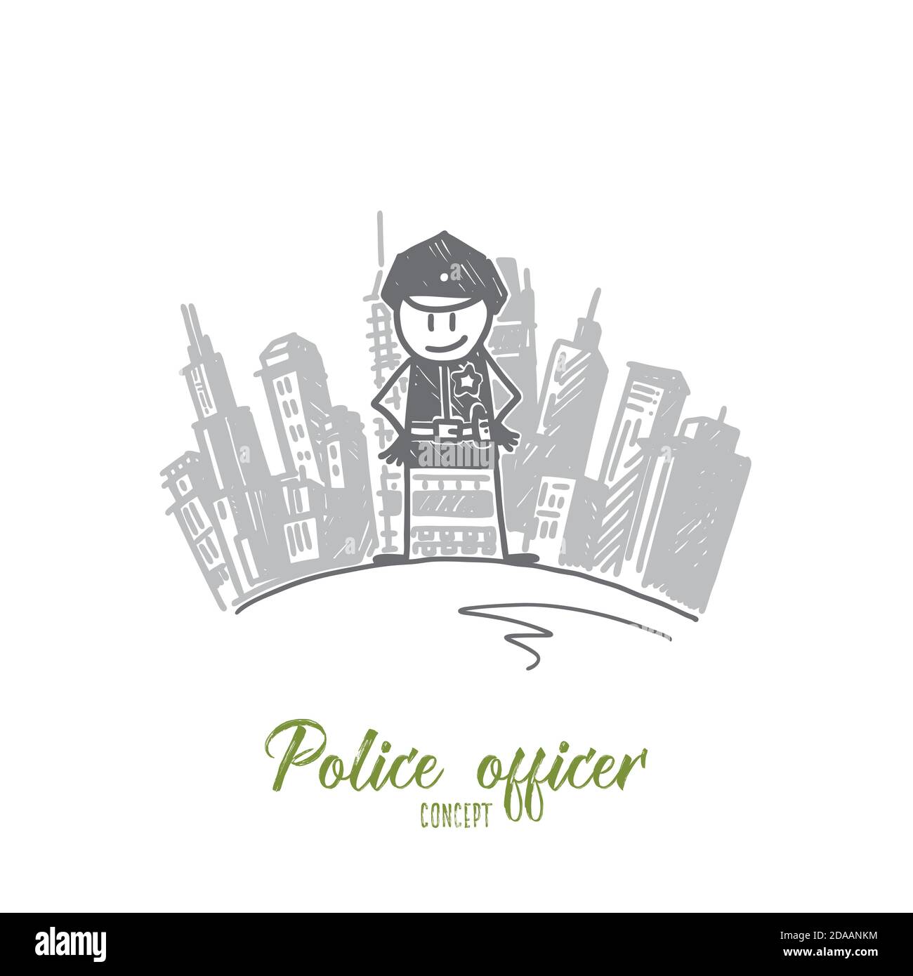 Police officer concept. Hand drawn isolated vector Stock Vector Image ...